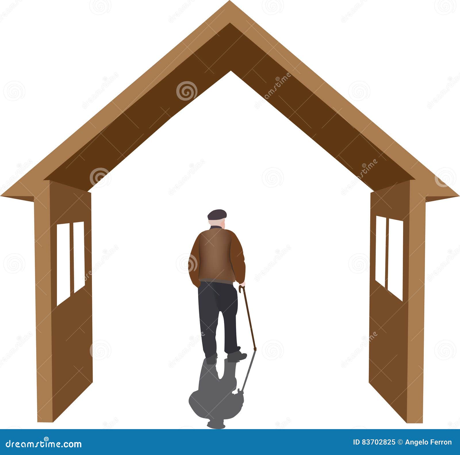 Symbol Home with Elderly Person Ages Stock Vector - Illustration of ...