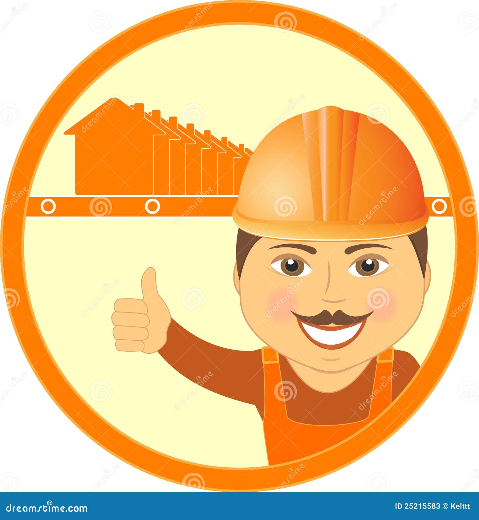 Symbol with House and Cartoon Worker Stock Vector - Illustration of ...