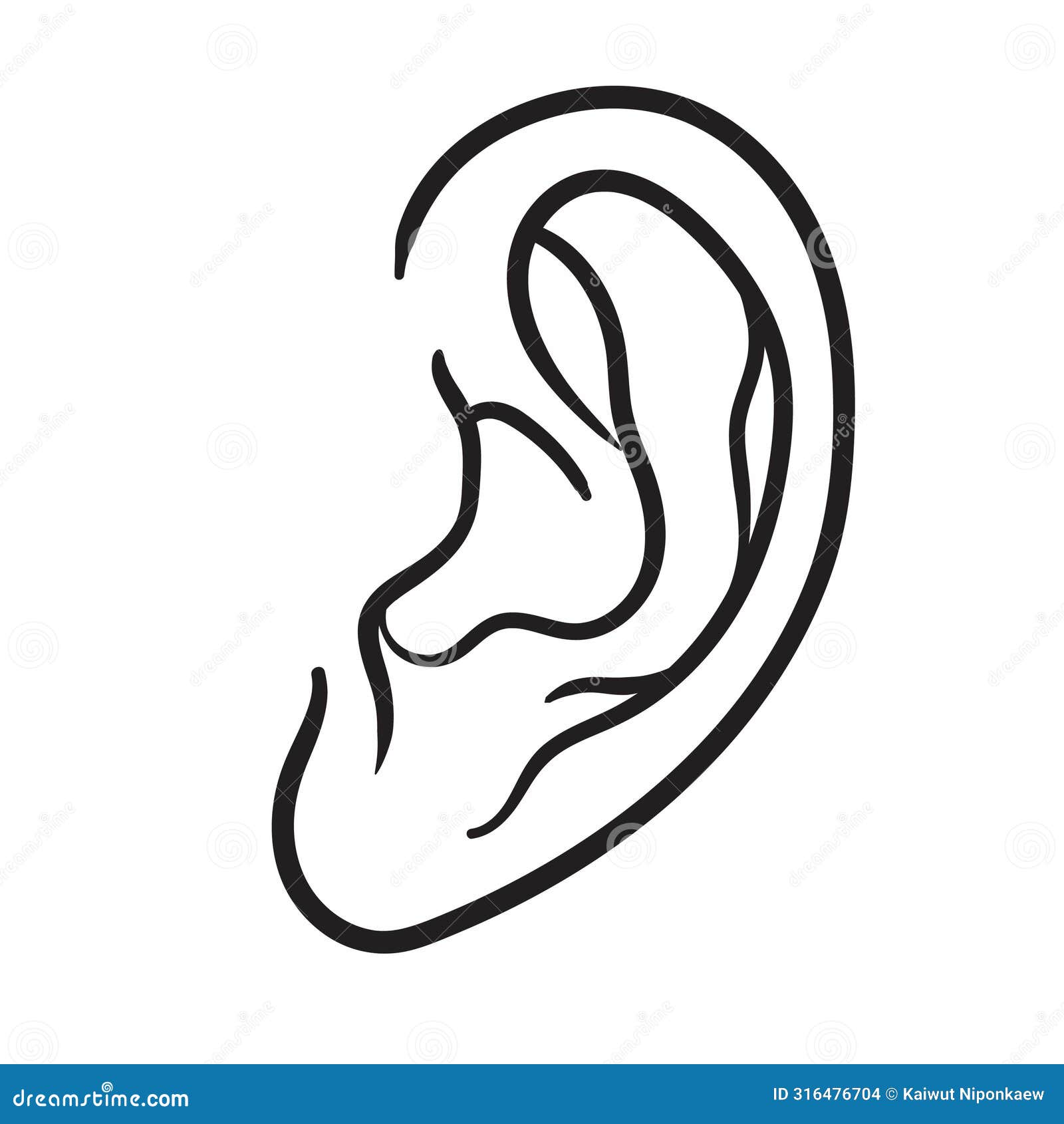 Symbol Human Ear Doodle Illustration Stock Illustration - Illustration ...