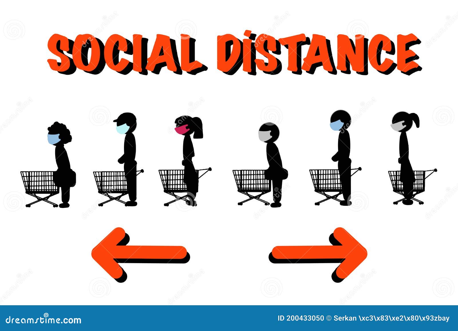 Symbol Icon People Queue and Social Distance Illustration Drawing Stock ...