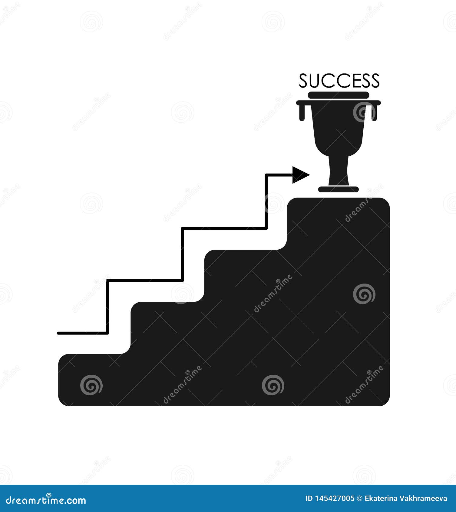 Symbol Icon. Success Ladder with Cup on Top. Vector Illustration on ...