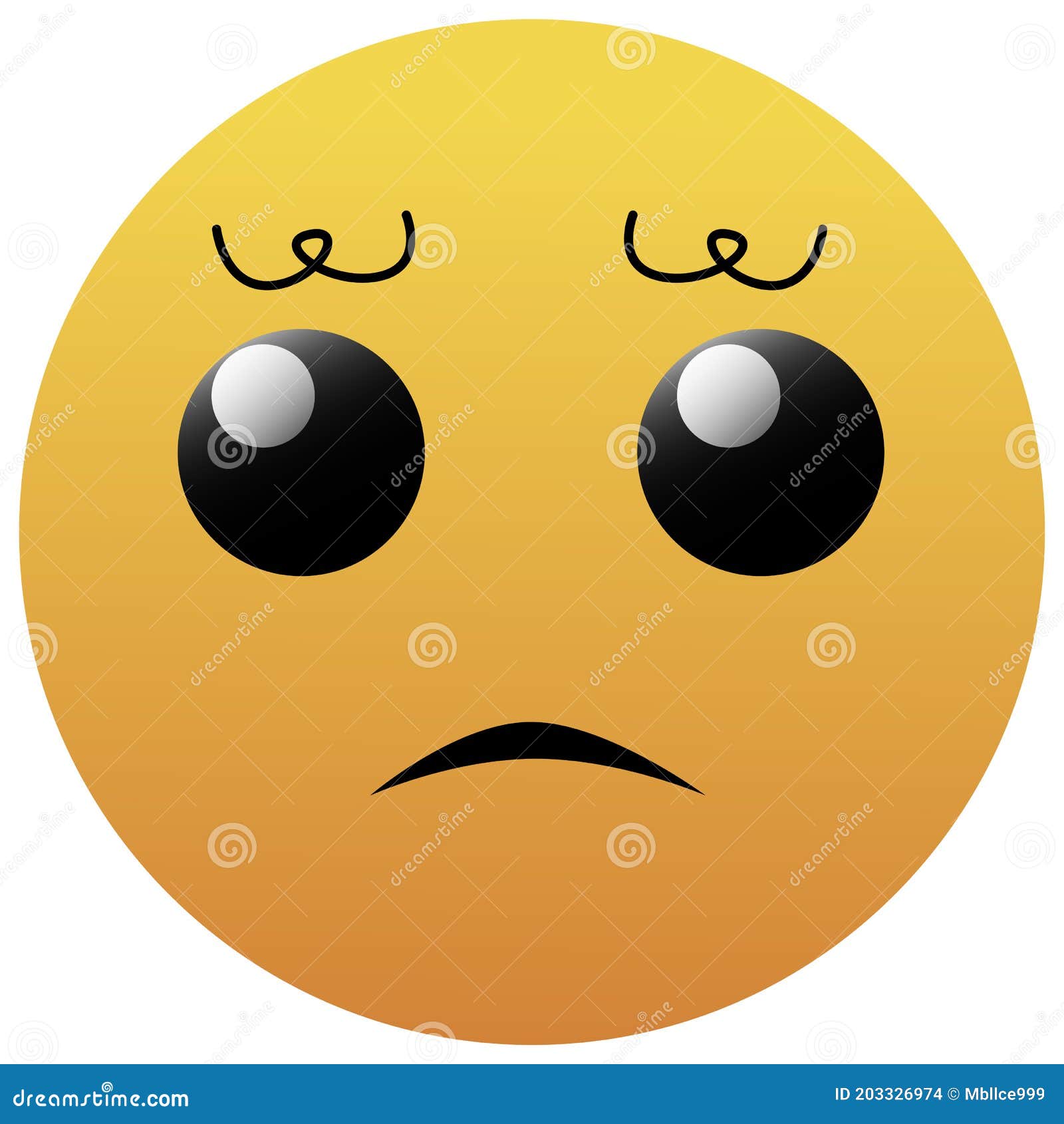 Symbol and Icon of Yellow Unhappy Face, Vector Illustration Isolated on ...