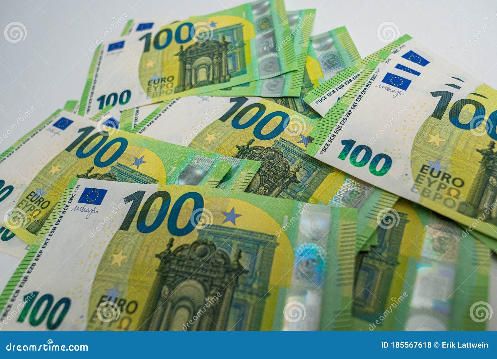 Symbol Image - 100-euro Notes on a White Background Stock Photo - Image ...