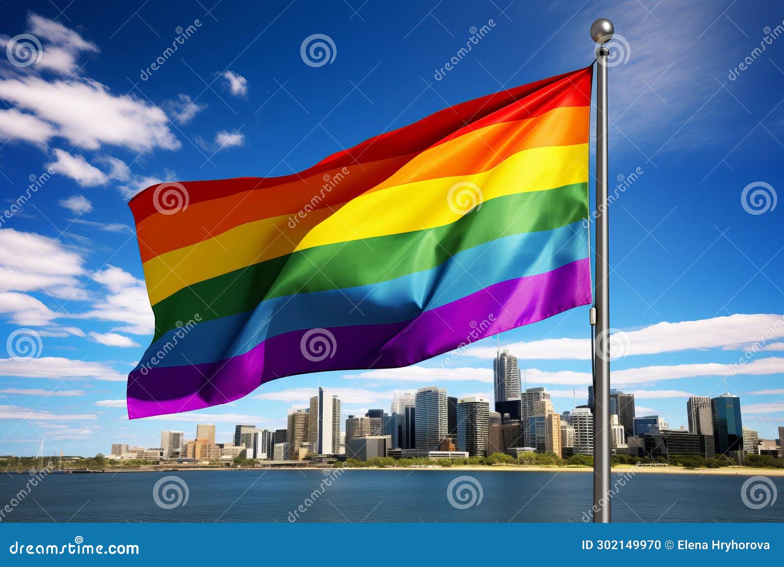 Symbol of Inclusivity: Bright Rainbow Flag Stock Photo - Image of pride ...
