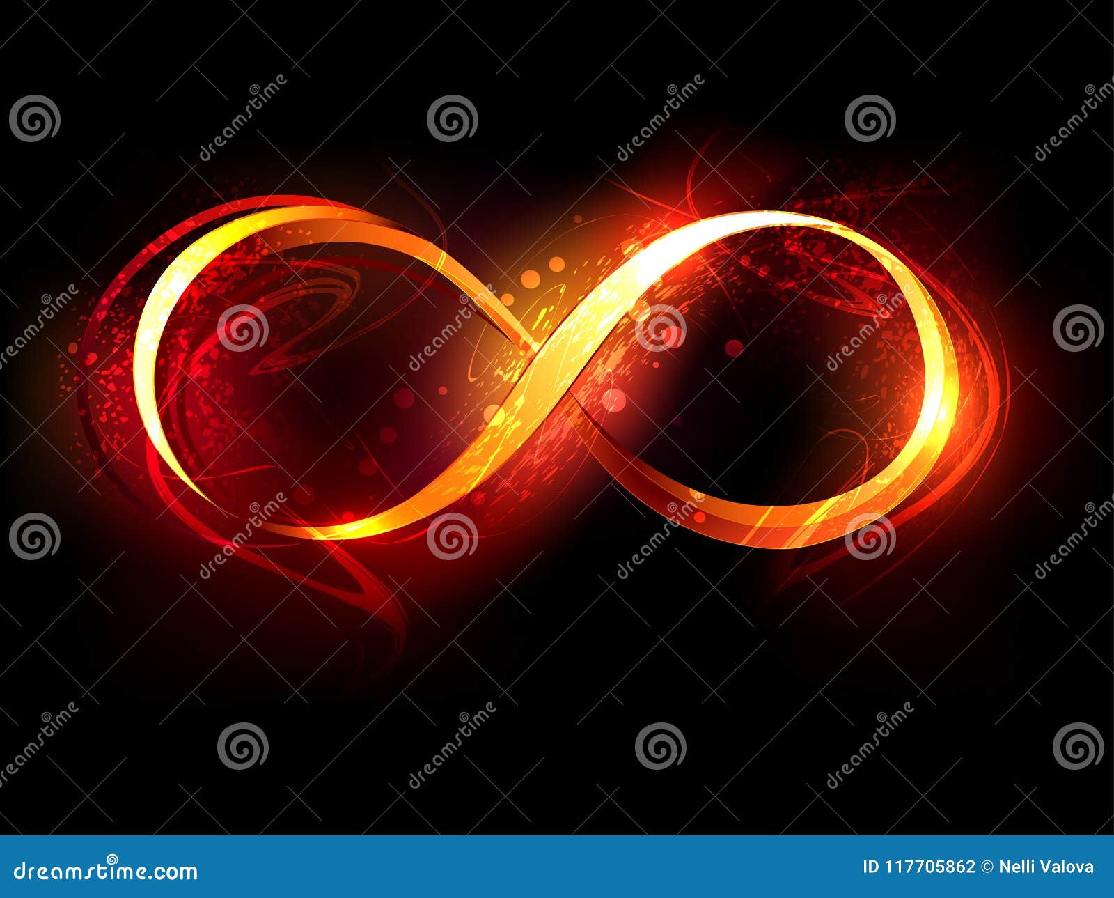 Fire Symbol of Infinity on Black Background Stock Vector - Illustration ...