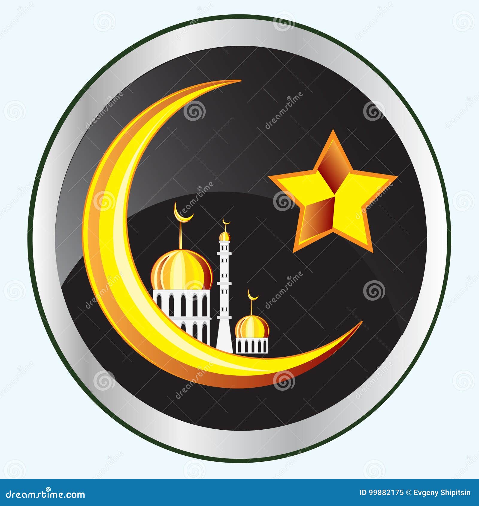 Symbol of the Islam on Button Stock Vector - Illustration of graphic ...