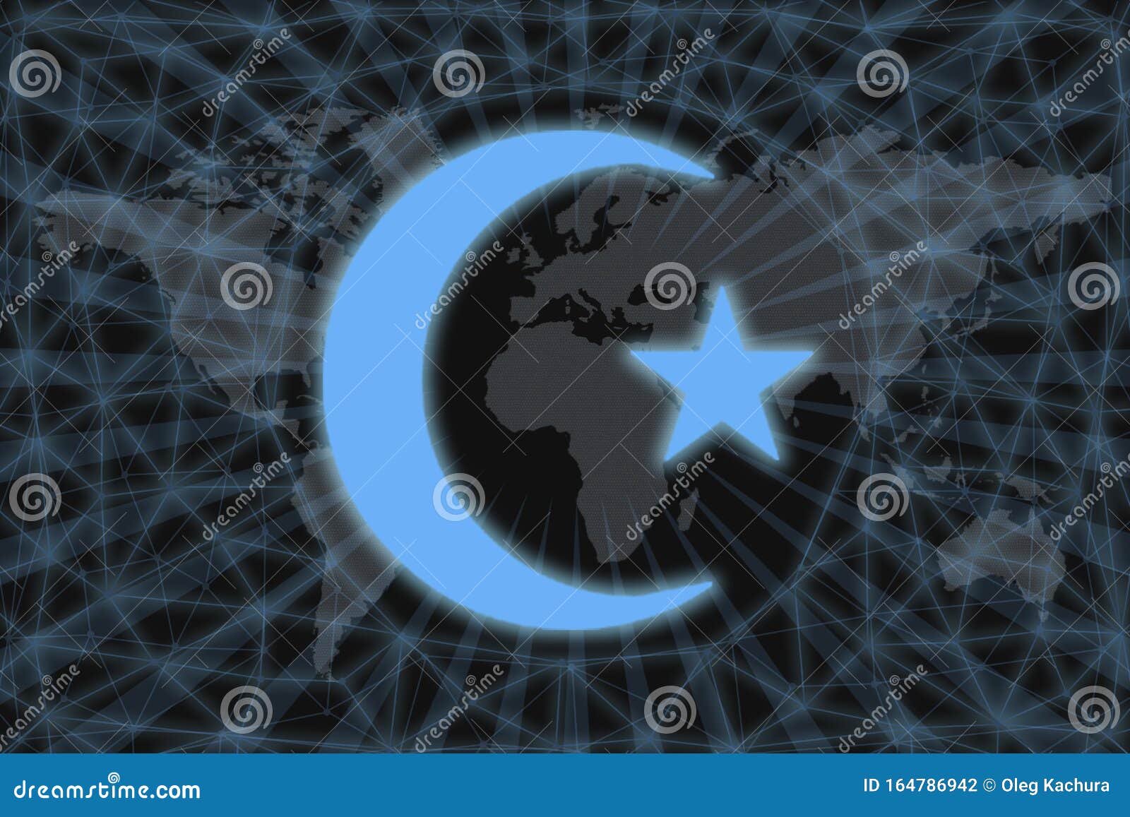 Symbol of Islam with Modern Design. with a Dark Background and a World ...