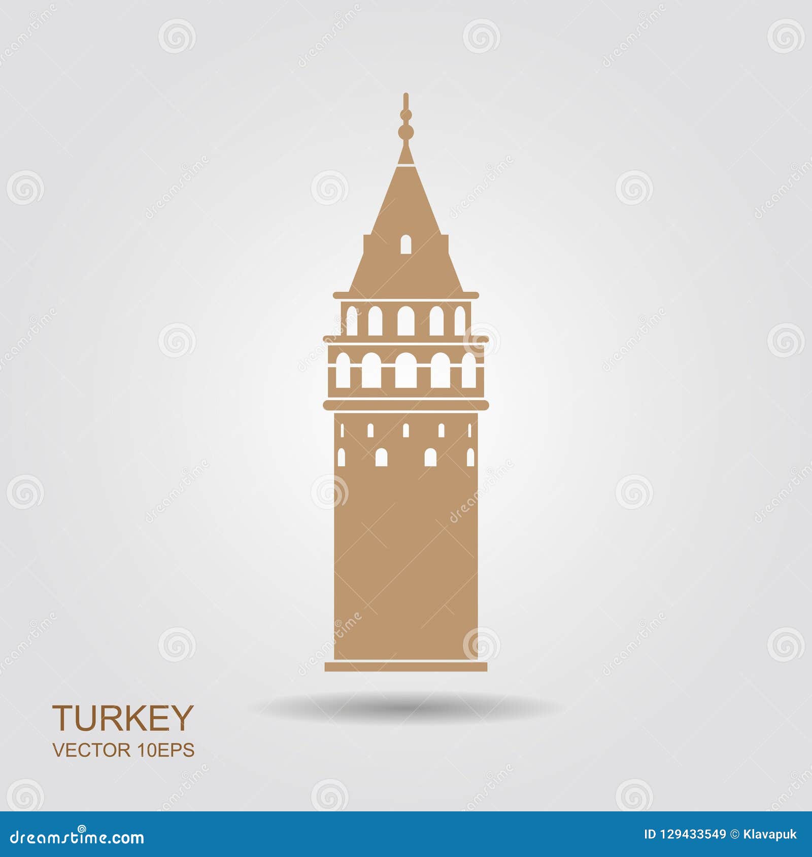 Symbol of Istanbul and Turkey. Galata Tower Vector Flat Icon Stock ...
