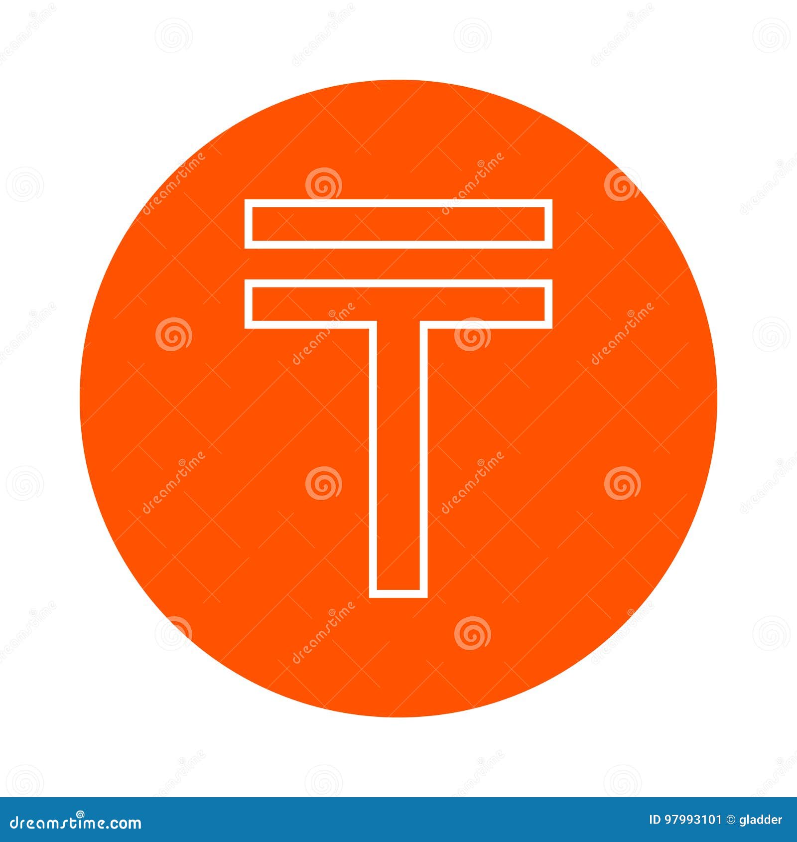 Symbol of Kazakhstan Tenge, Round Linear Icon, Flat Style Stock ...