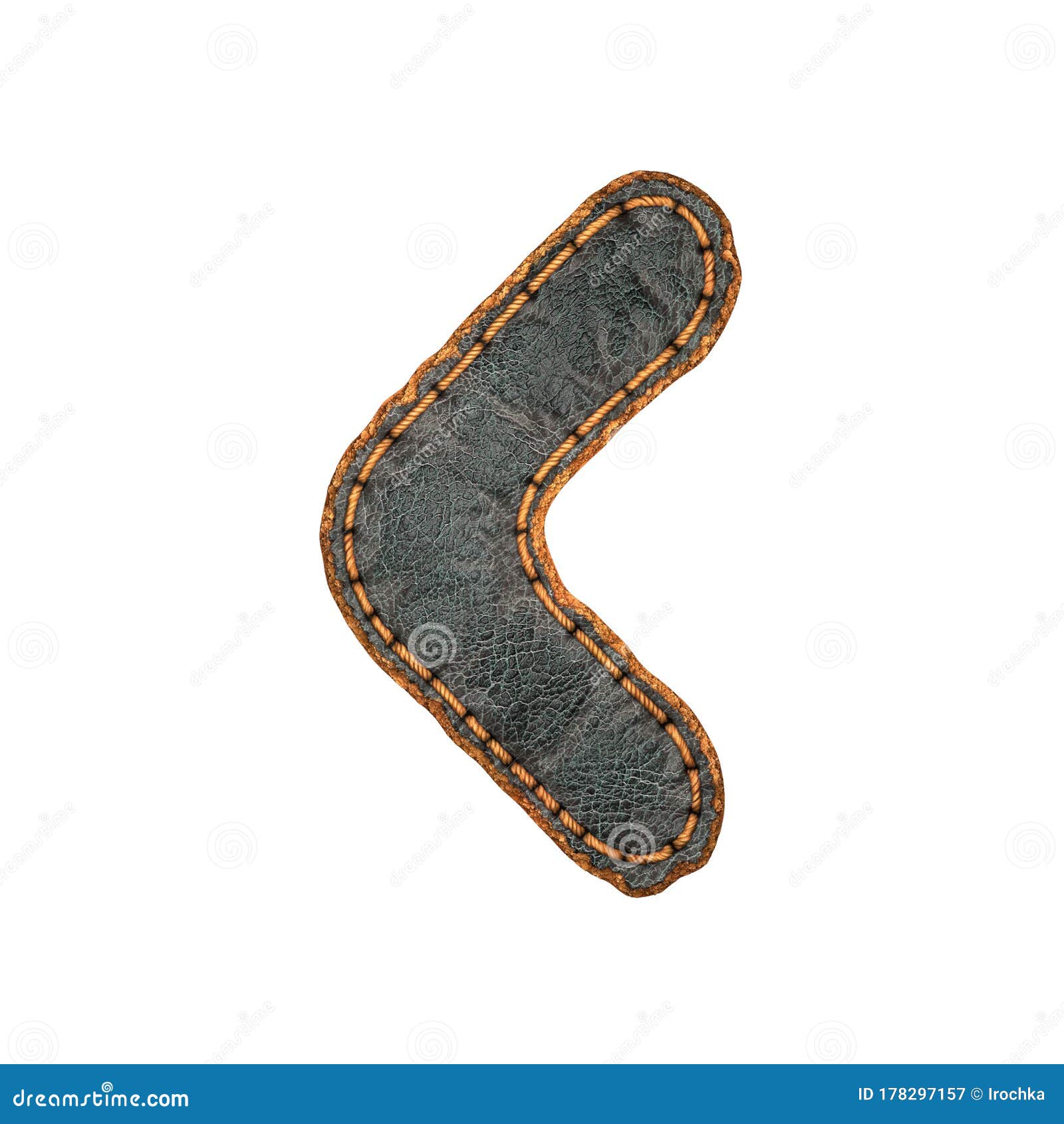 Symbol Left Angle Bracket Made of Leather. 3D Render Font with Skin ...