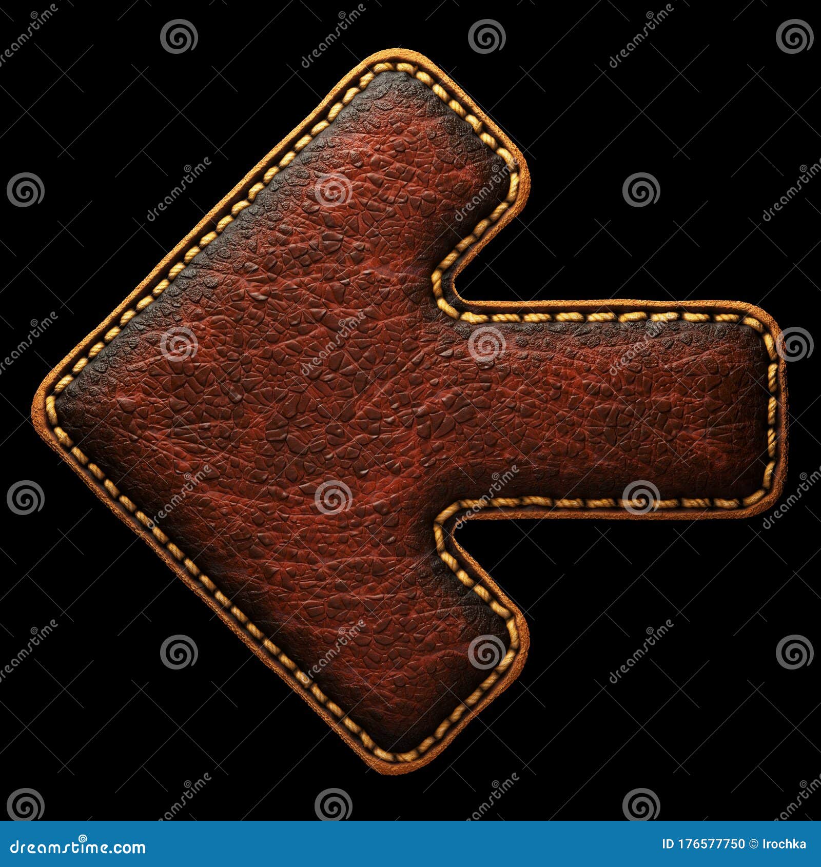 Symbol Left Arrow Made of Leather. 3D Render Font with Skin Texture on ...