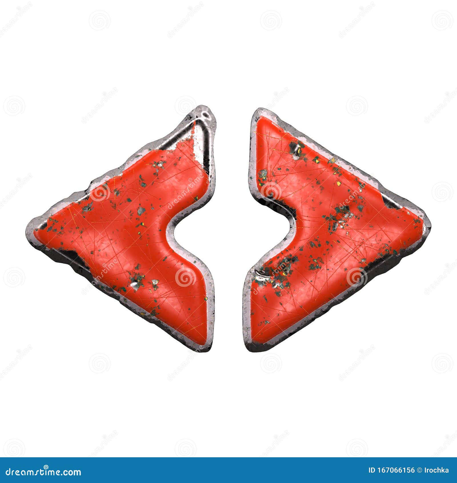 Symbol Left and Right Angle Bracket Made of Red Paintad Metal Isolated ...