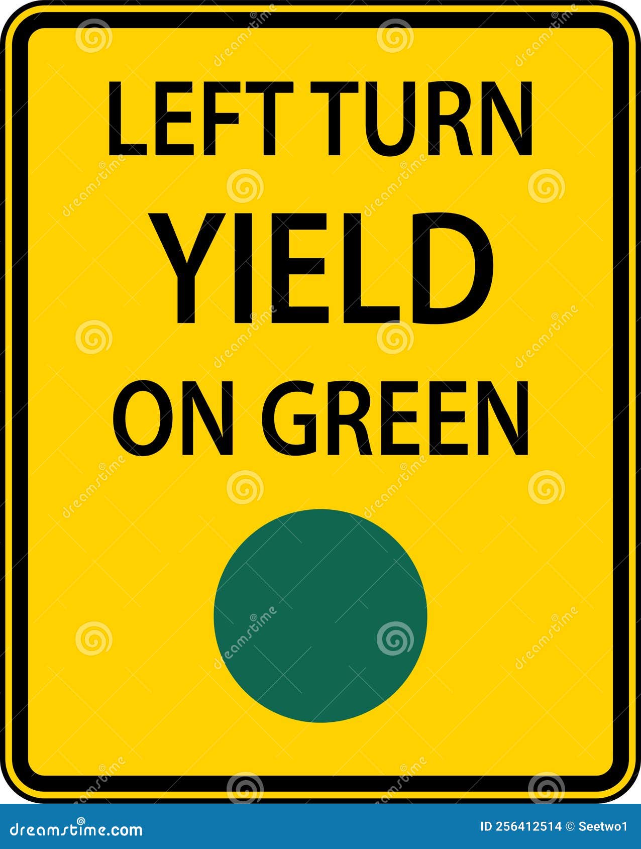 Symbol Left Turn Yield on Green Sign Stock Vector - Illustration of ...