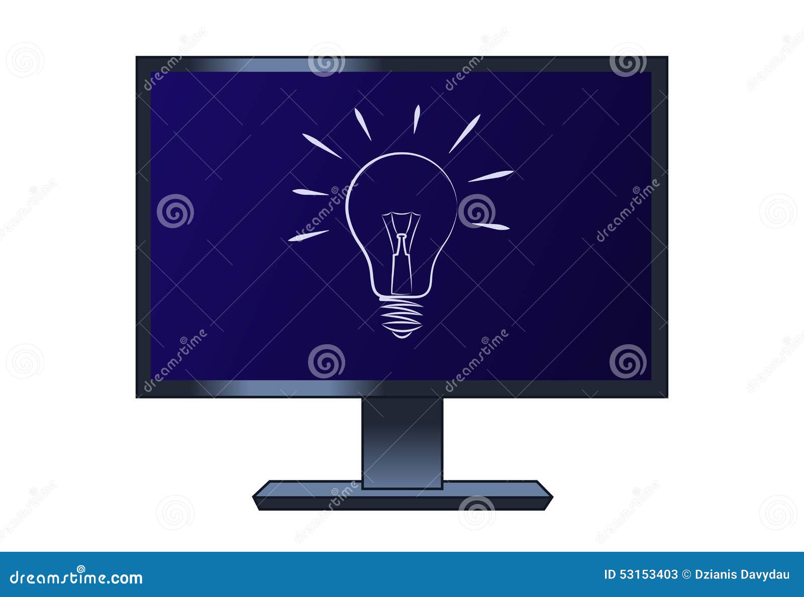 Symbol of the Light Bulb on the Computer Lcd Stock Vector ...