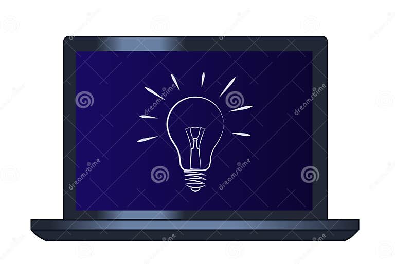 Symbol of the Light Bulb on the Laptop Computer Stock Vector ...