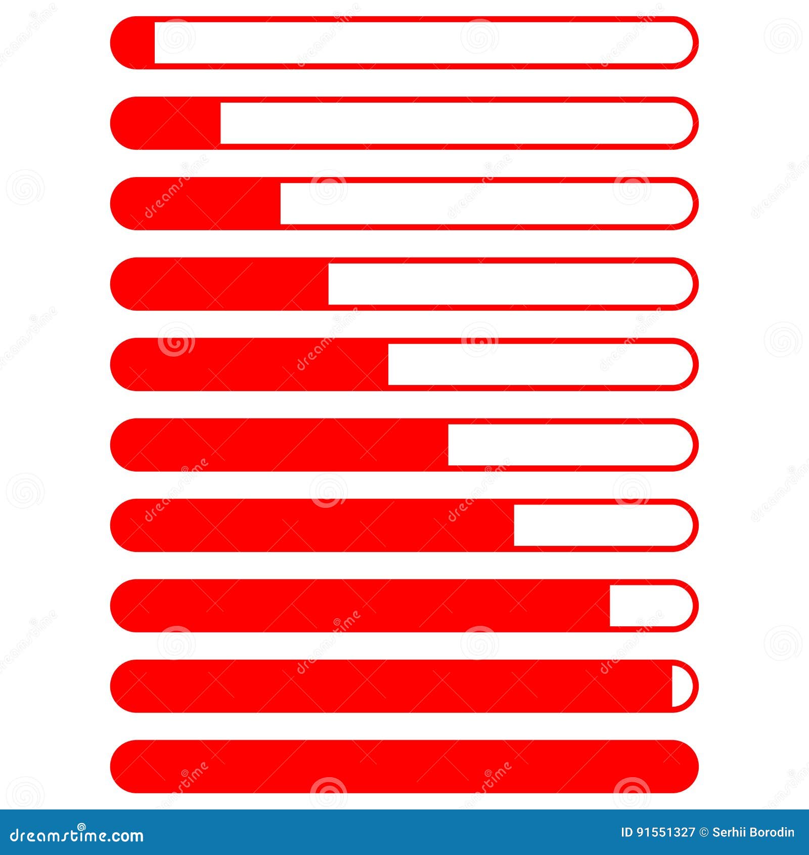 Symbol Loading Red Colour Different Percent. Stock Vector ...