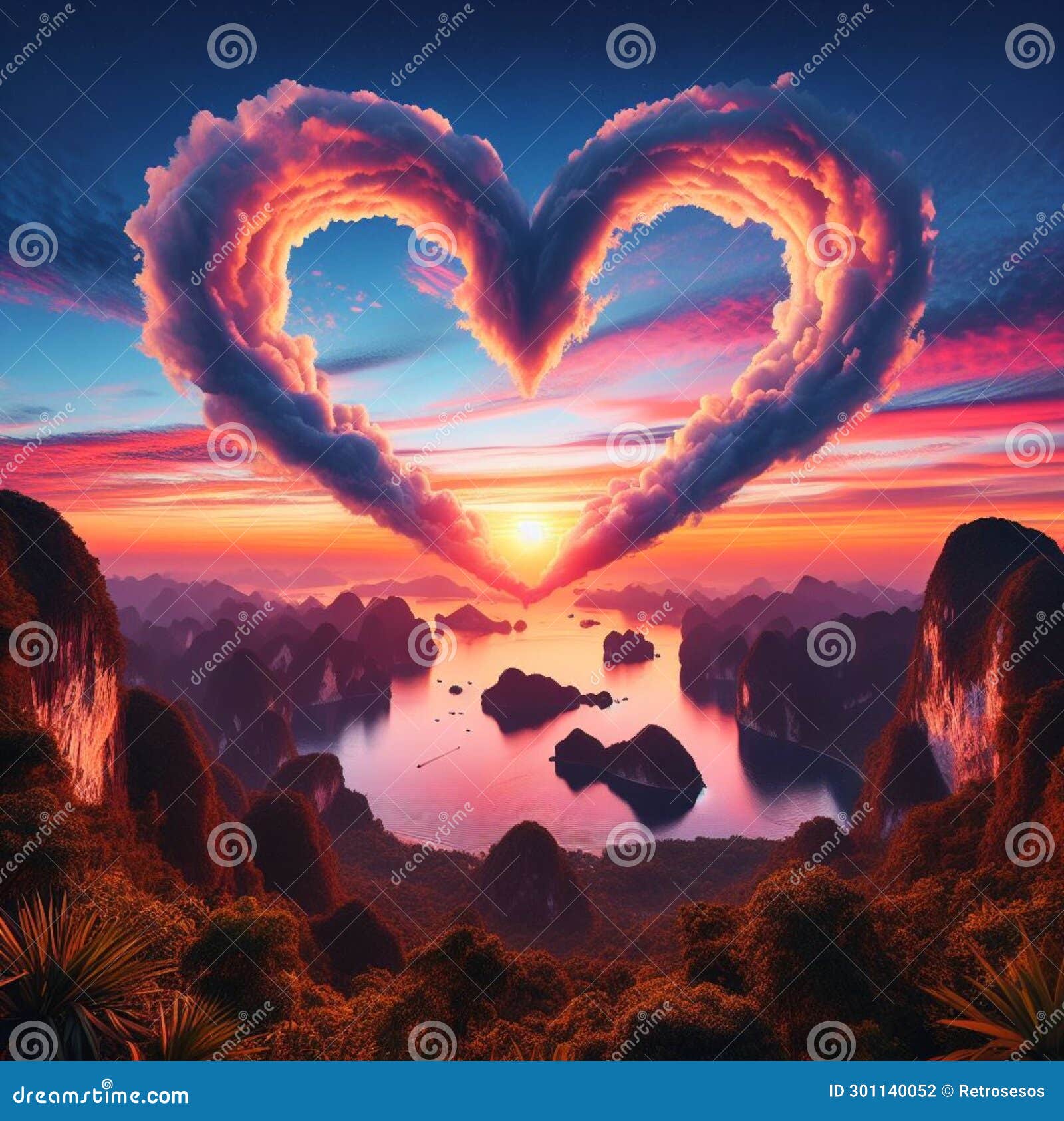 The Symbol of Love, a Heart Made of Clouds Float in the Sky Stock ...