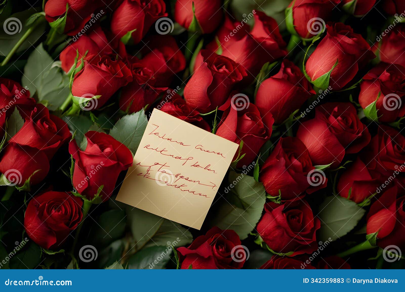 Symbol of Love: Red Roses and Handwritten Note Stock Illustration ...