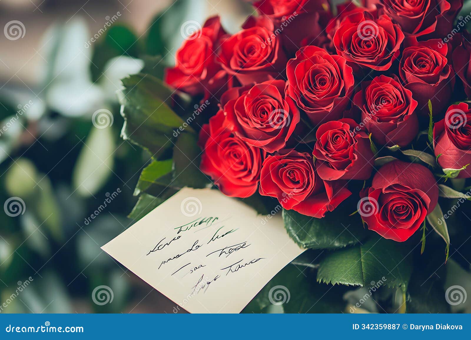 Symbol of Love: Red Roses and Handwritten Note Stock Illustration ...
