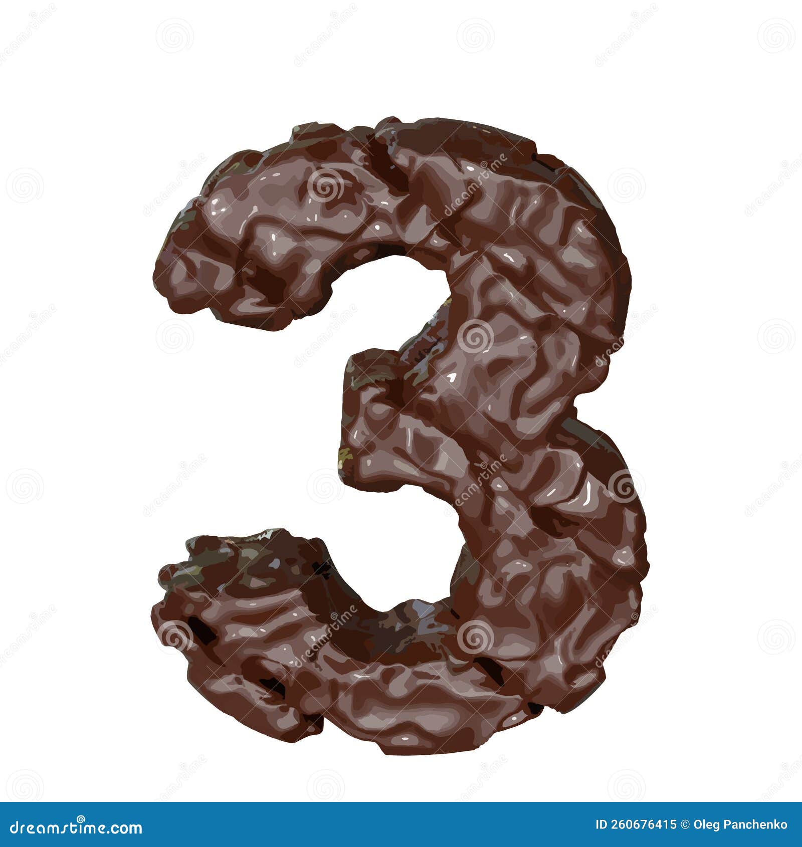 The Symbol Made of Chocolate. Number 3 Stock Vector - Illustration of ...