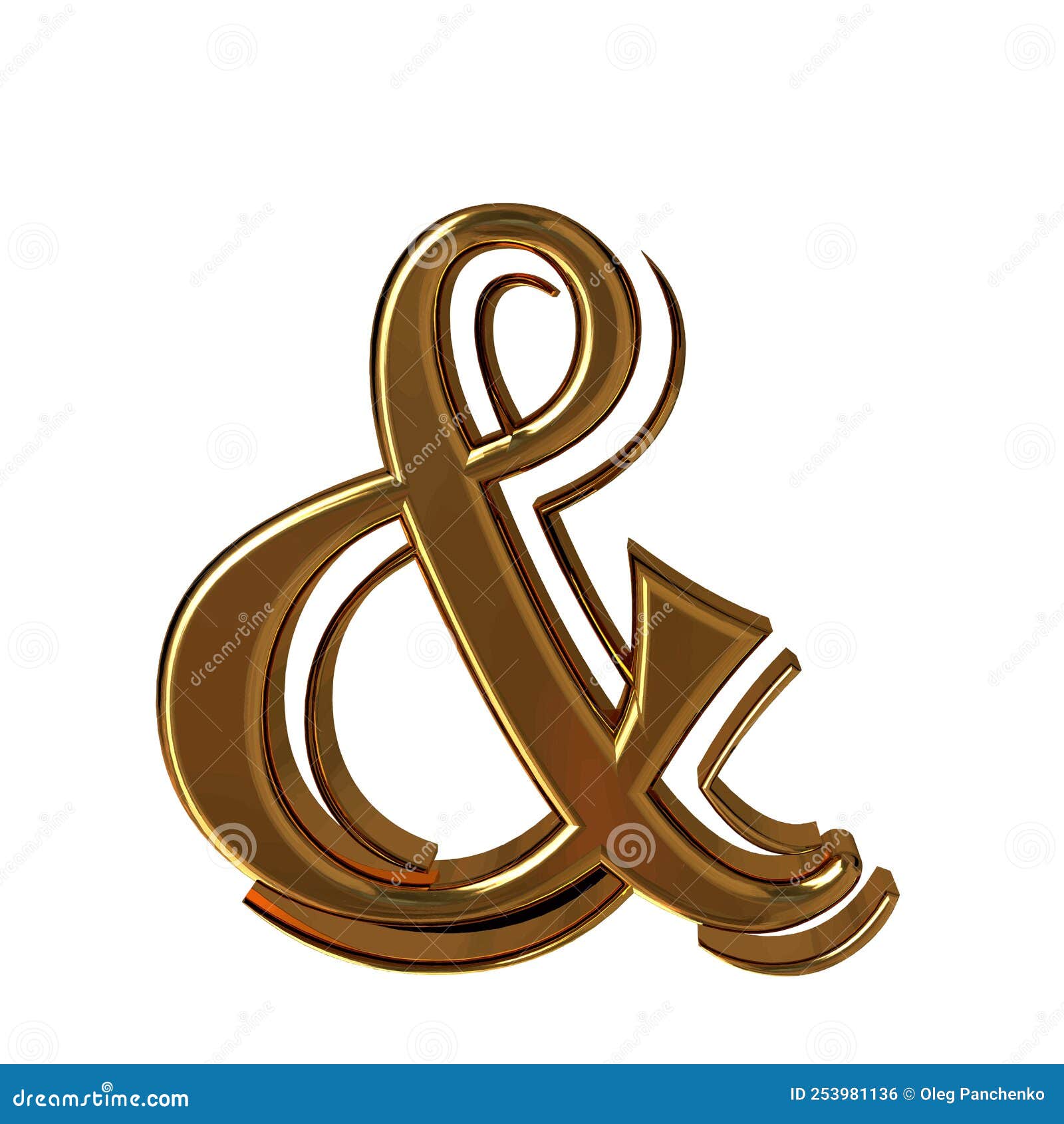 3d symbol made of gold stock vector. Illustration of letter - 253981136
