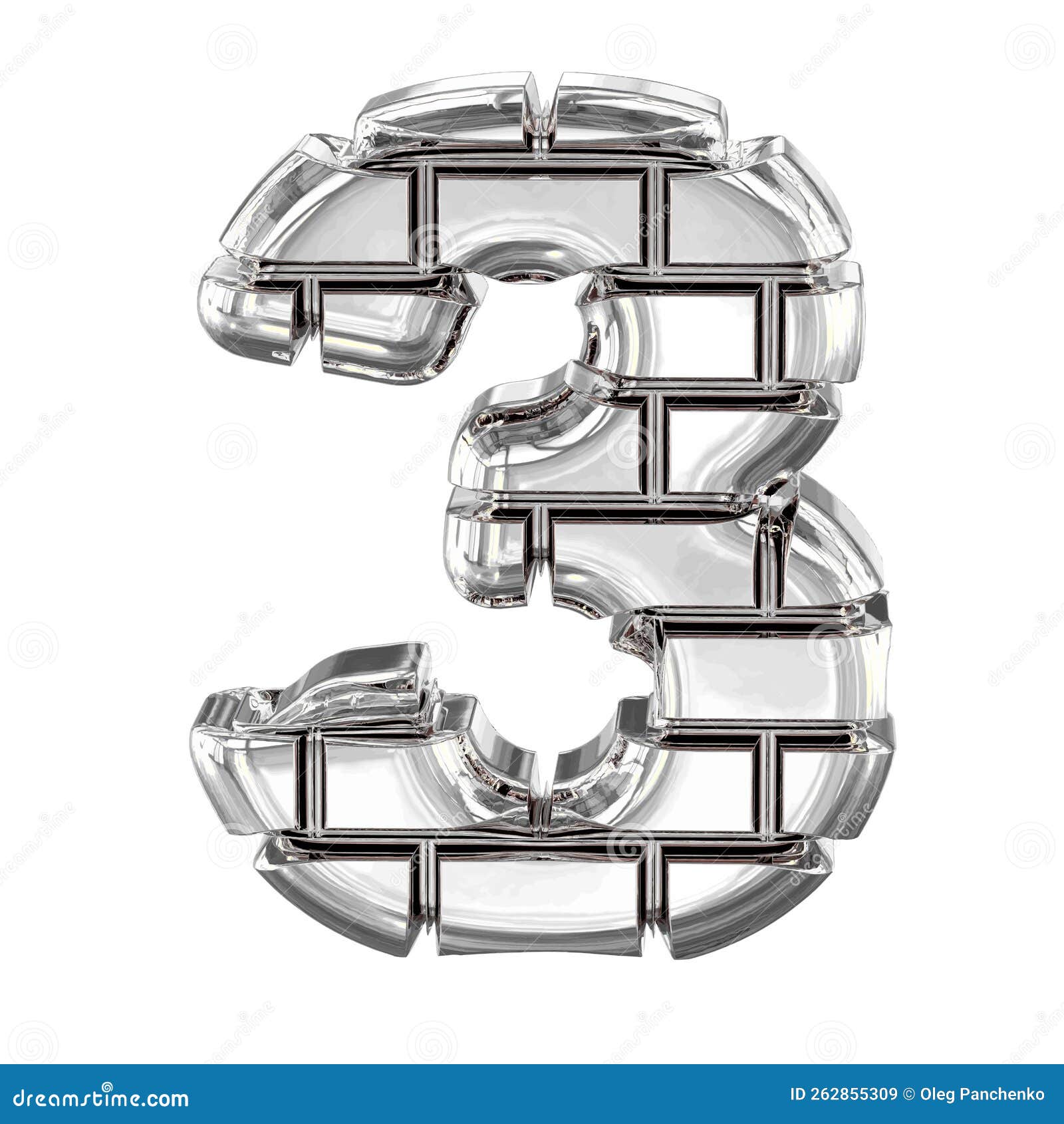 The Symbol Made of Silver Bricks. Number 3 Stock Vector - Illustration ...