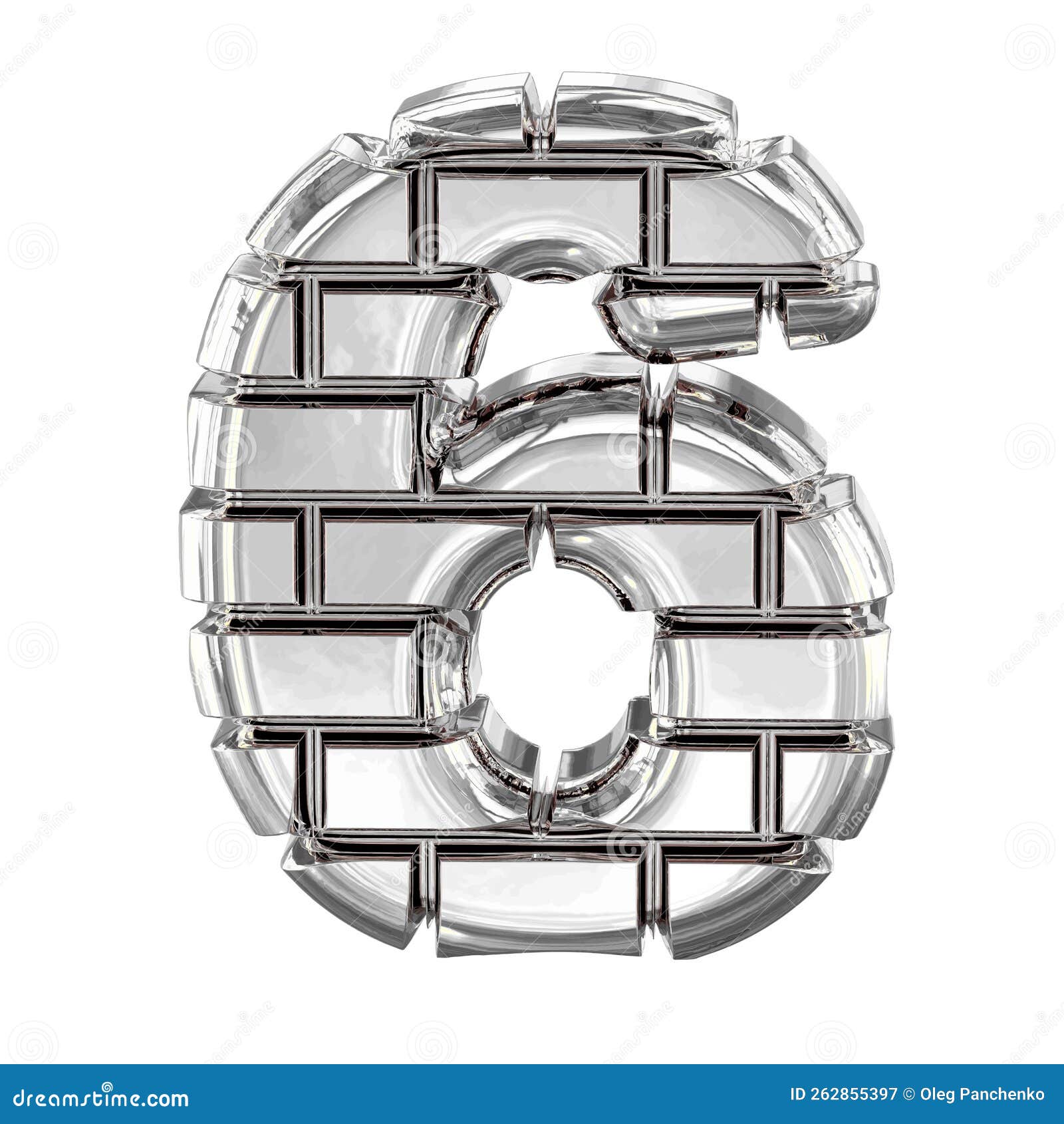 The Symbol Made of Silver Bricks. Number 6 Stock Vector - Illustration ...
