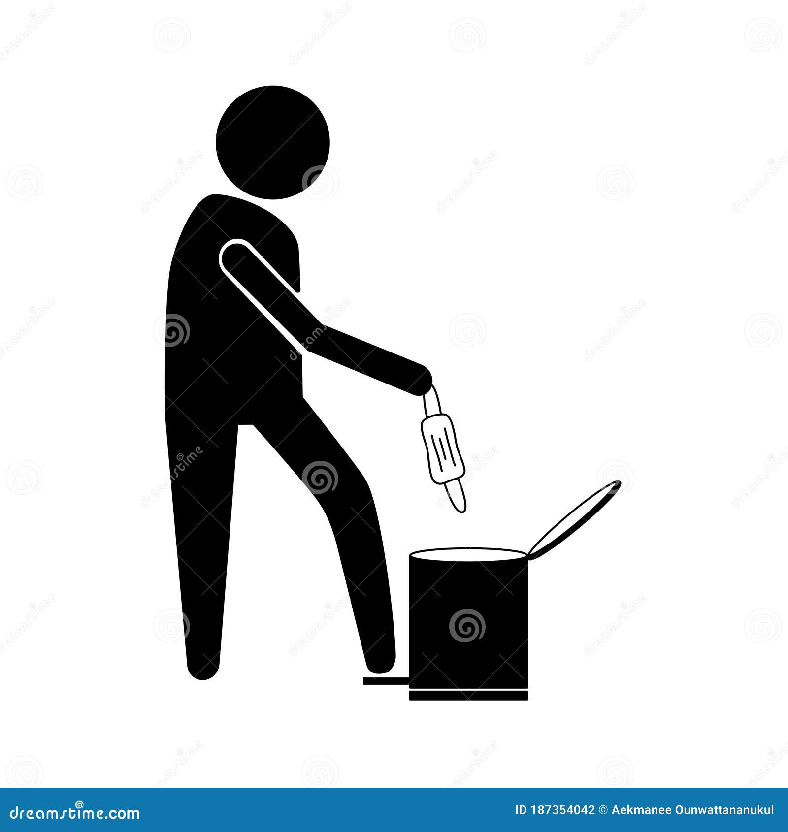 The Symbol of the Man, Throw the Mask into the Bin with the Lid. Stock ...