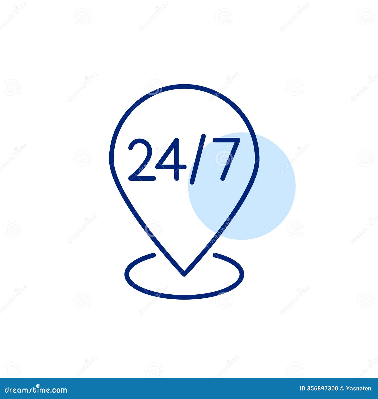 24 7 Symbol on Map Pointer. Around-the-clock Availability and Support, Real-time Location ...