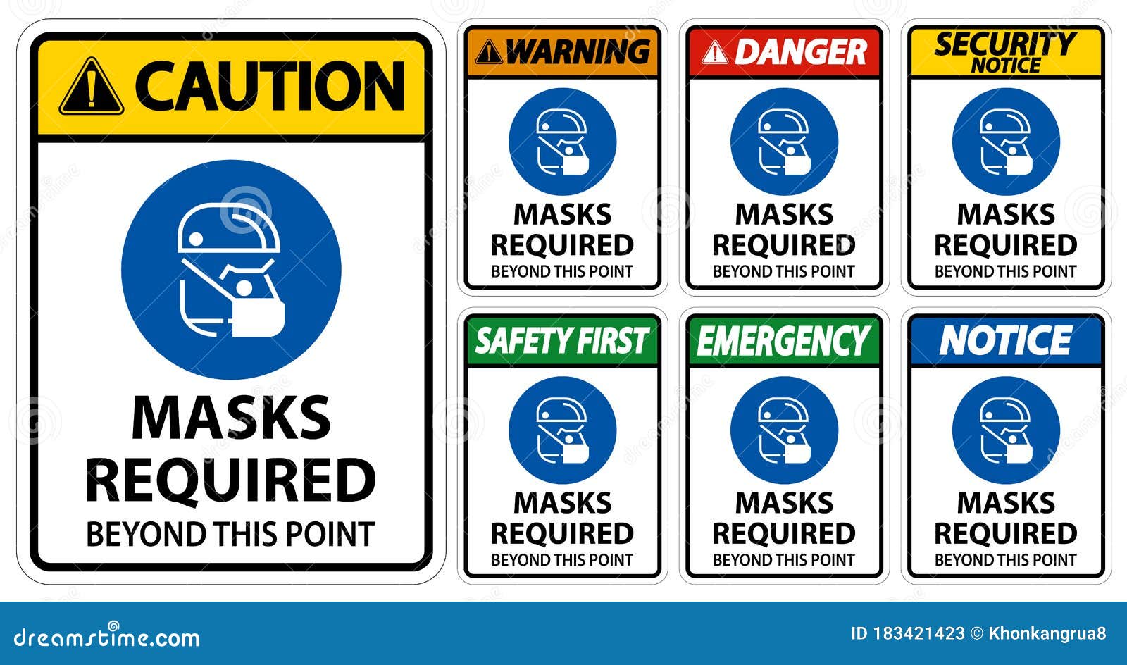Symbol Masks Required Beyond This Point Sign Cartoon Vector ...