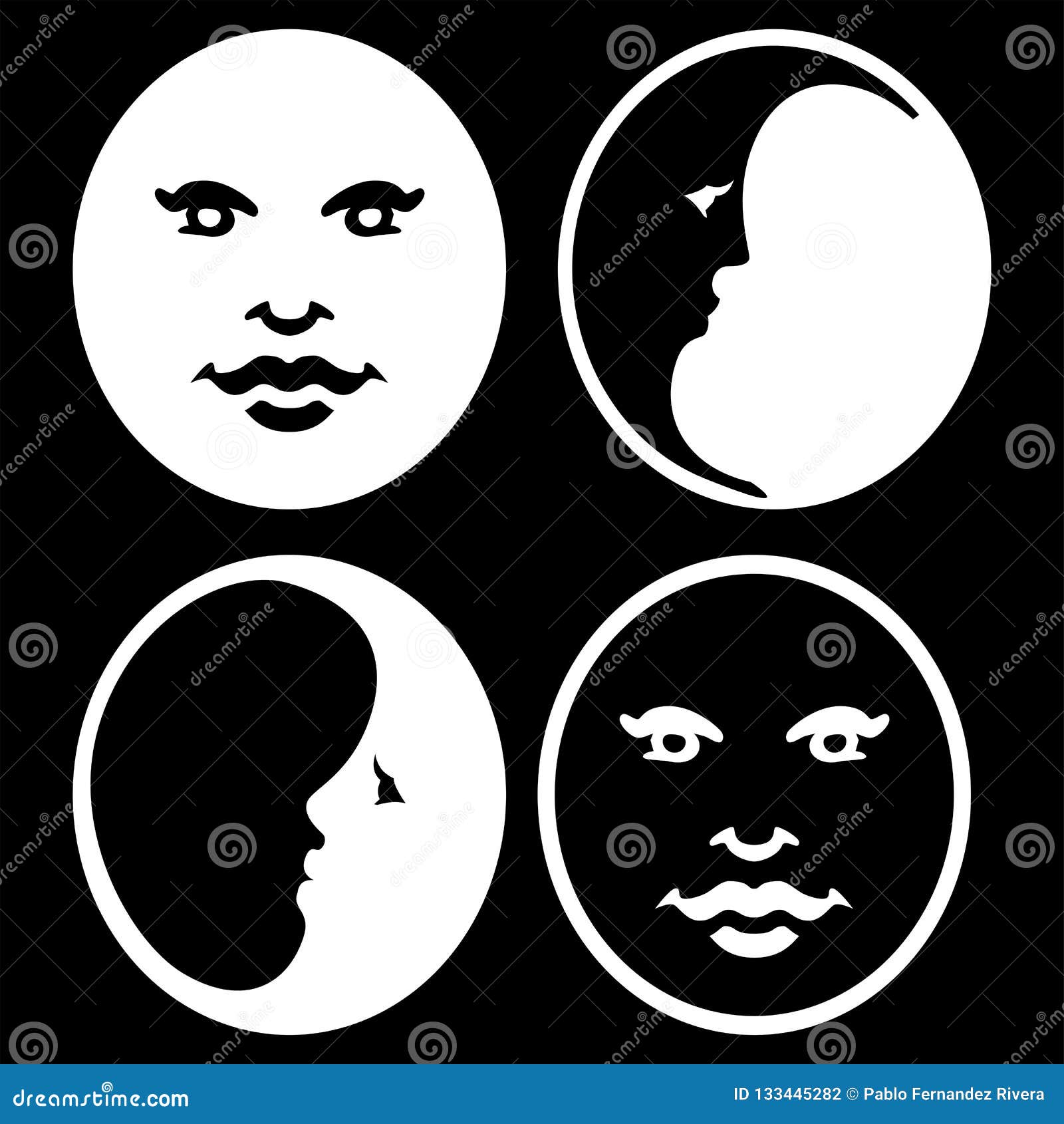 Symbol of the Moon Phases stock vector. Illustration of lunar - 133445282