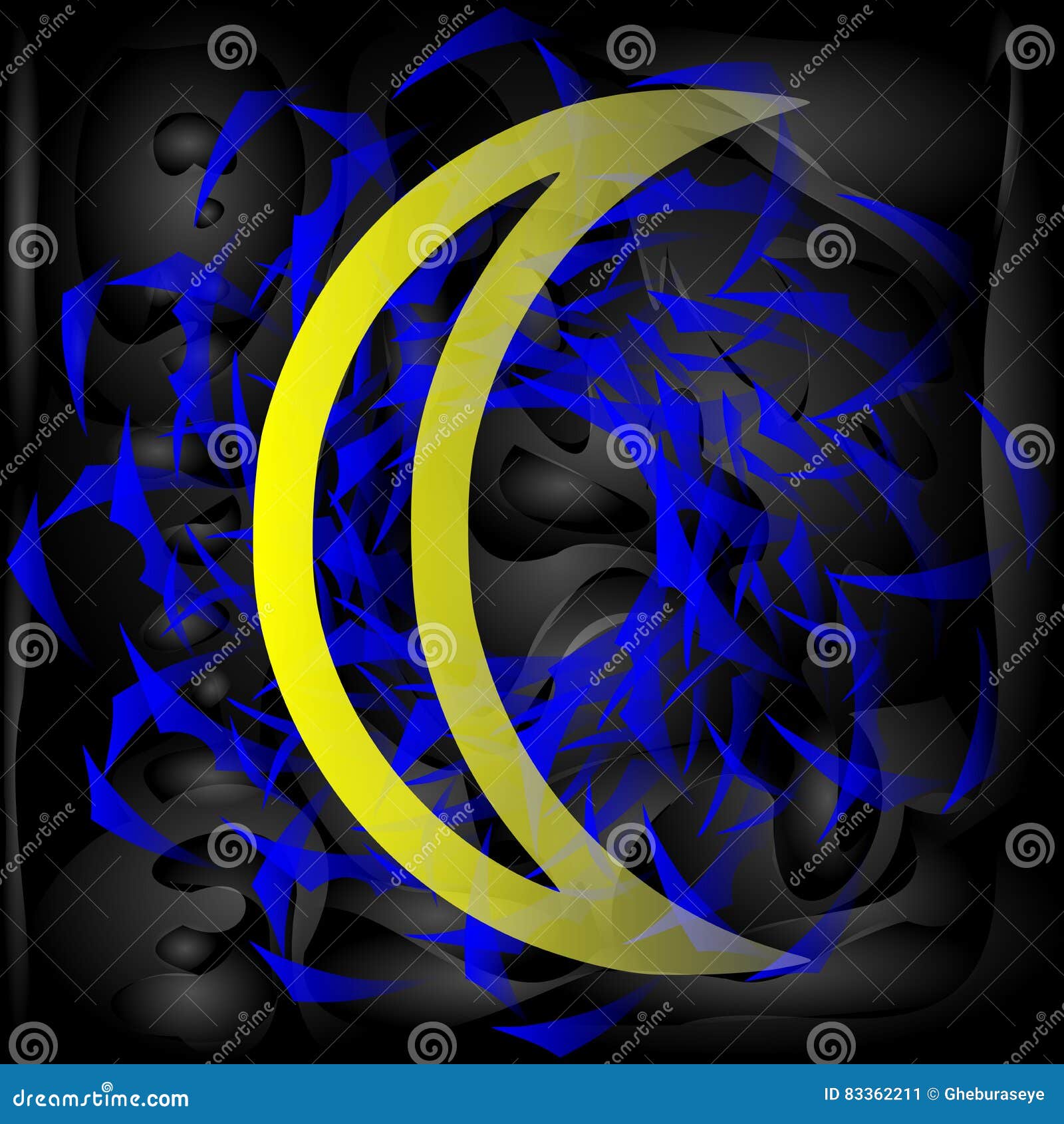 Symbol of Moon Planet on Abstract Background in Blue Tones Stock Vector ...