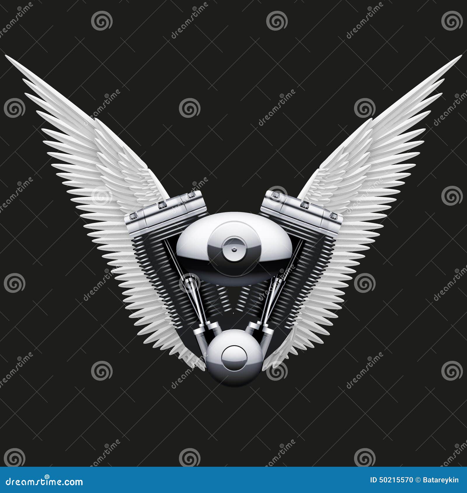 Symbol of Motorcycle Engine with White Open Wings Stock Vector ...