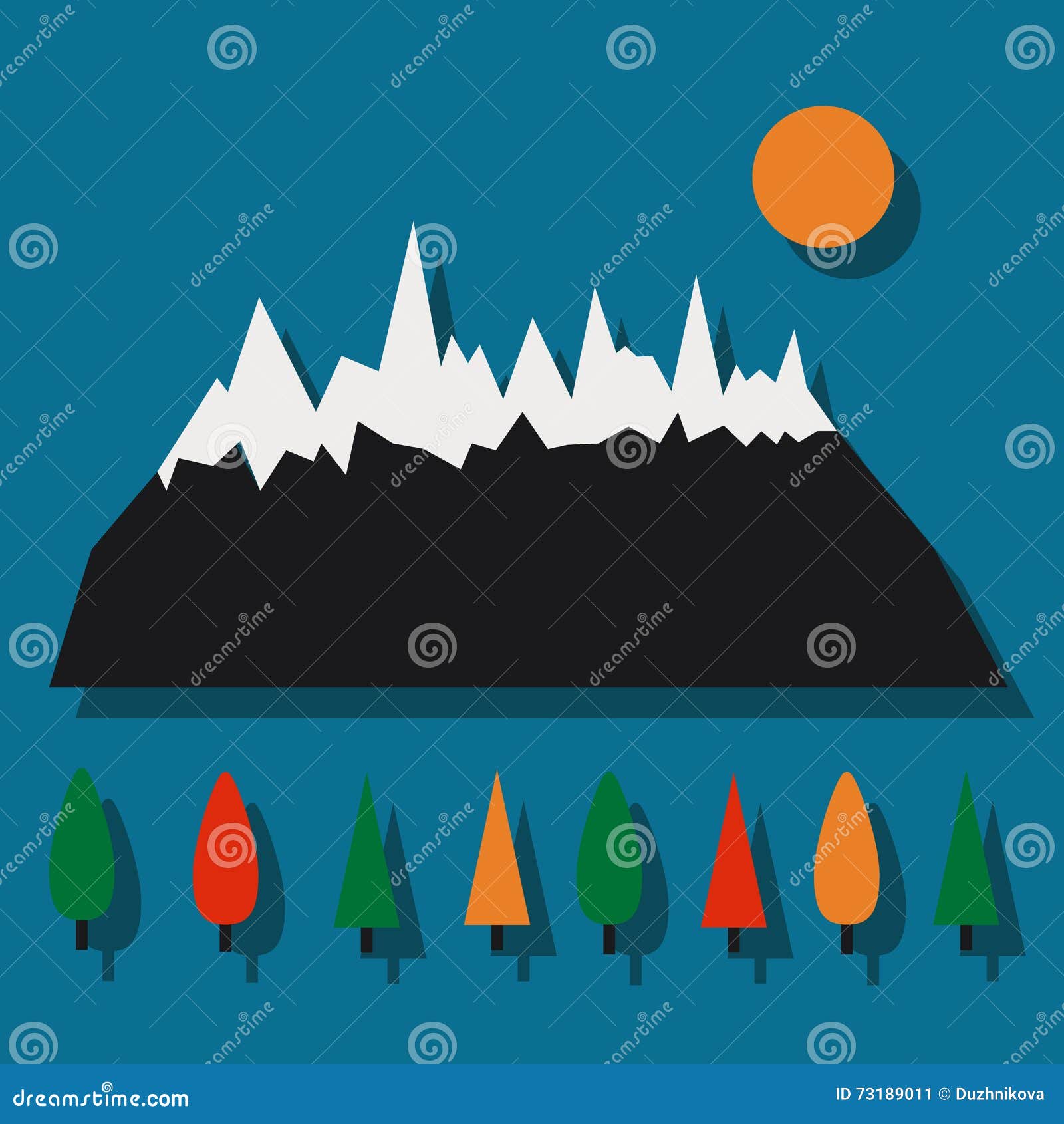 Symbol of Mountains and Trees Stock Illustration - Illustration of camp ...
