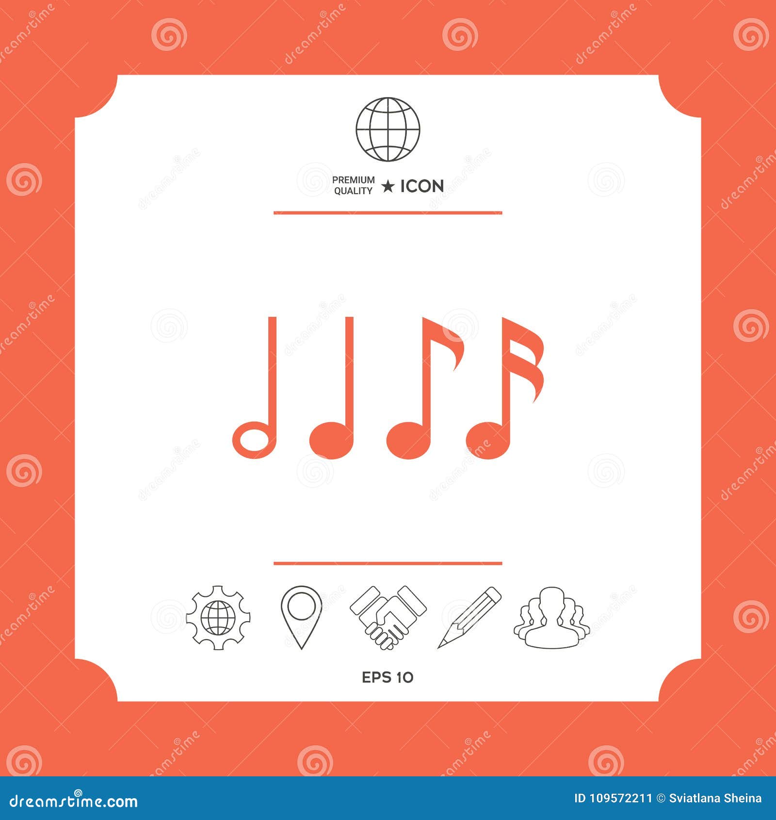 Symbol of Music, Notes. Sixteenth Note, Eighth Note, Quarter Note and ...