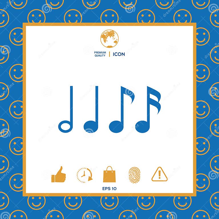 Symbol of Music, Notes. Sixteenth Note, Eighth Note, Quarter Note and ...