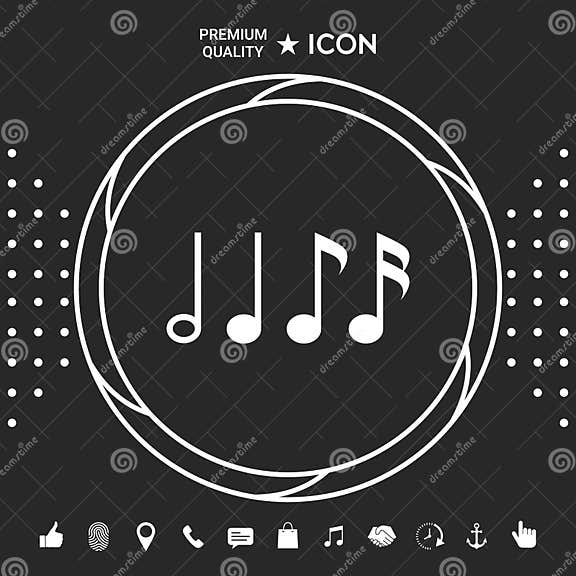 Symbol of Music, Notes. Sixteenth Note, Eighth Note, Quarter Note and ...