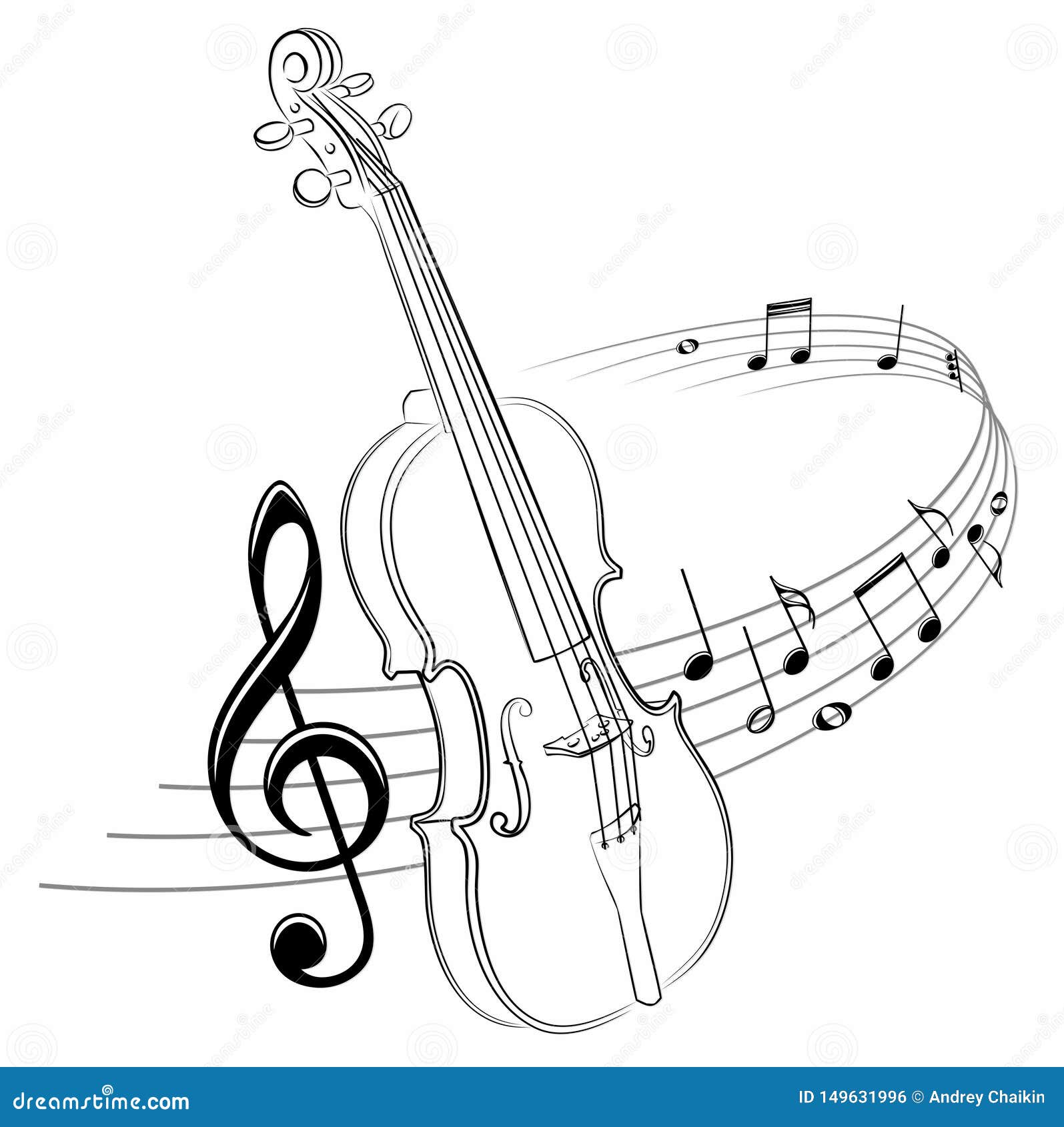 Symbol with Music Notes and Violin. Stock Vector - Illustration of ...