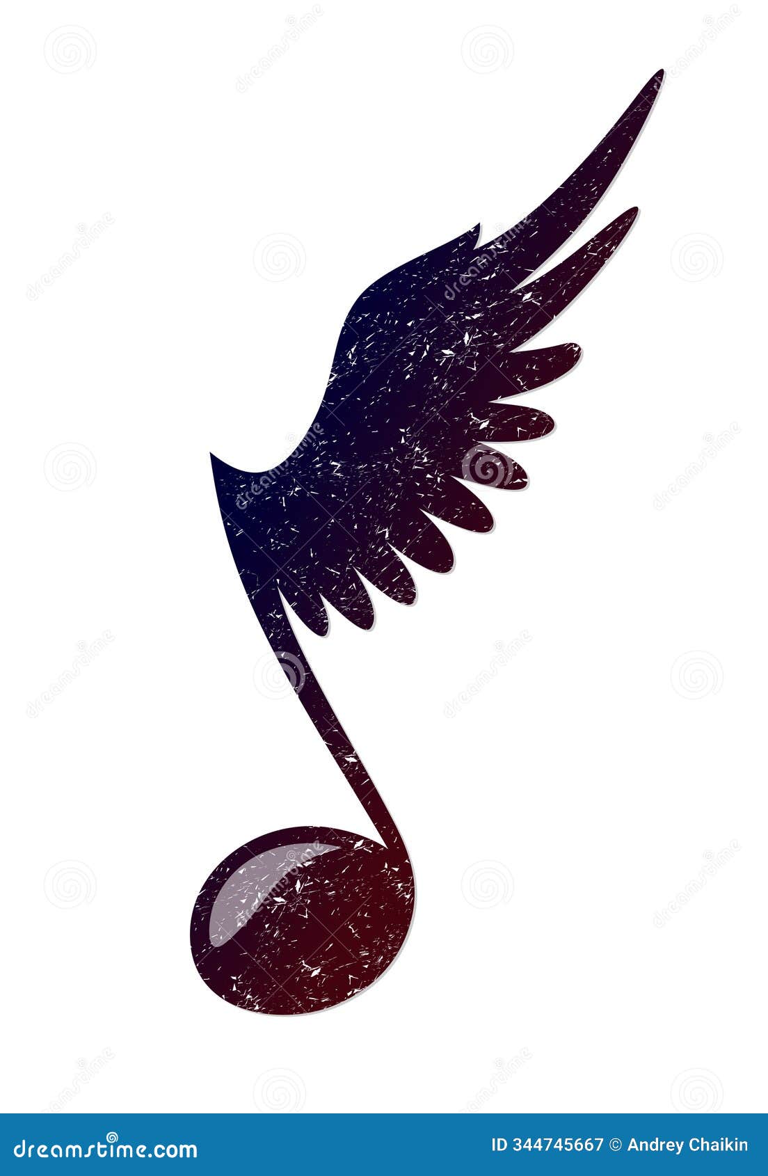 Symbol of Musical Note with Wings. Stock Vector - Illustration of ...