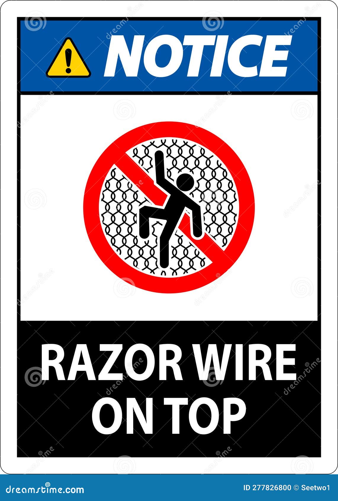 Symbol Notice Sign Razor Wire on Top Stock Vector - Illustration of ...