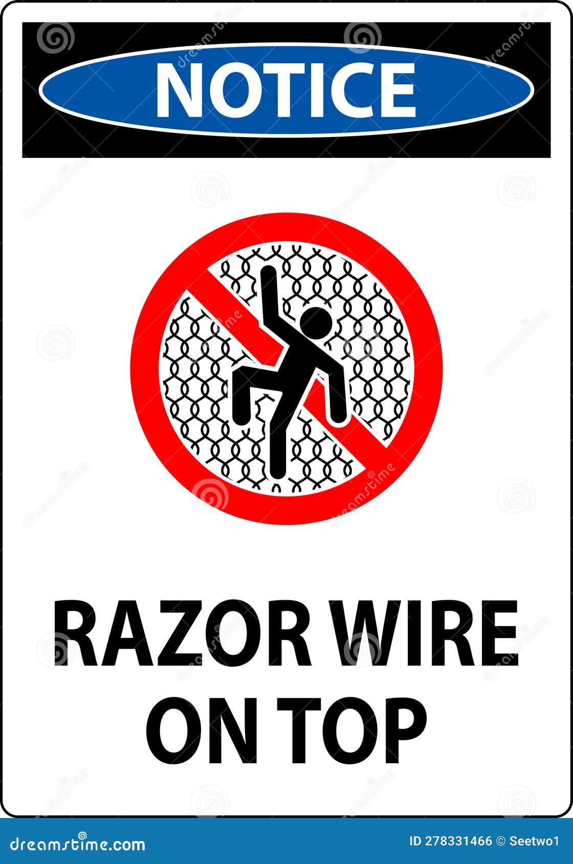 Symbol Notice Sign Razor Wire on Top Stock Vector - Illustration of ...