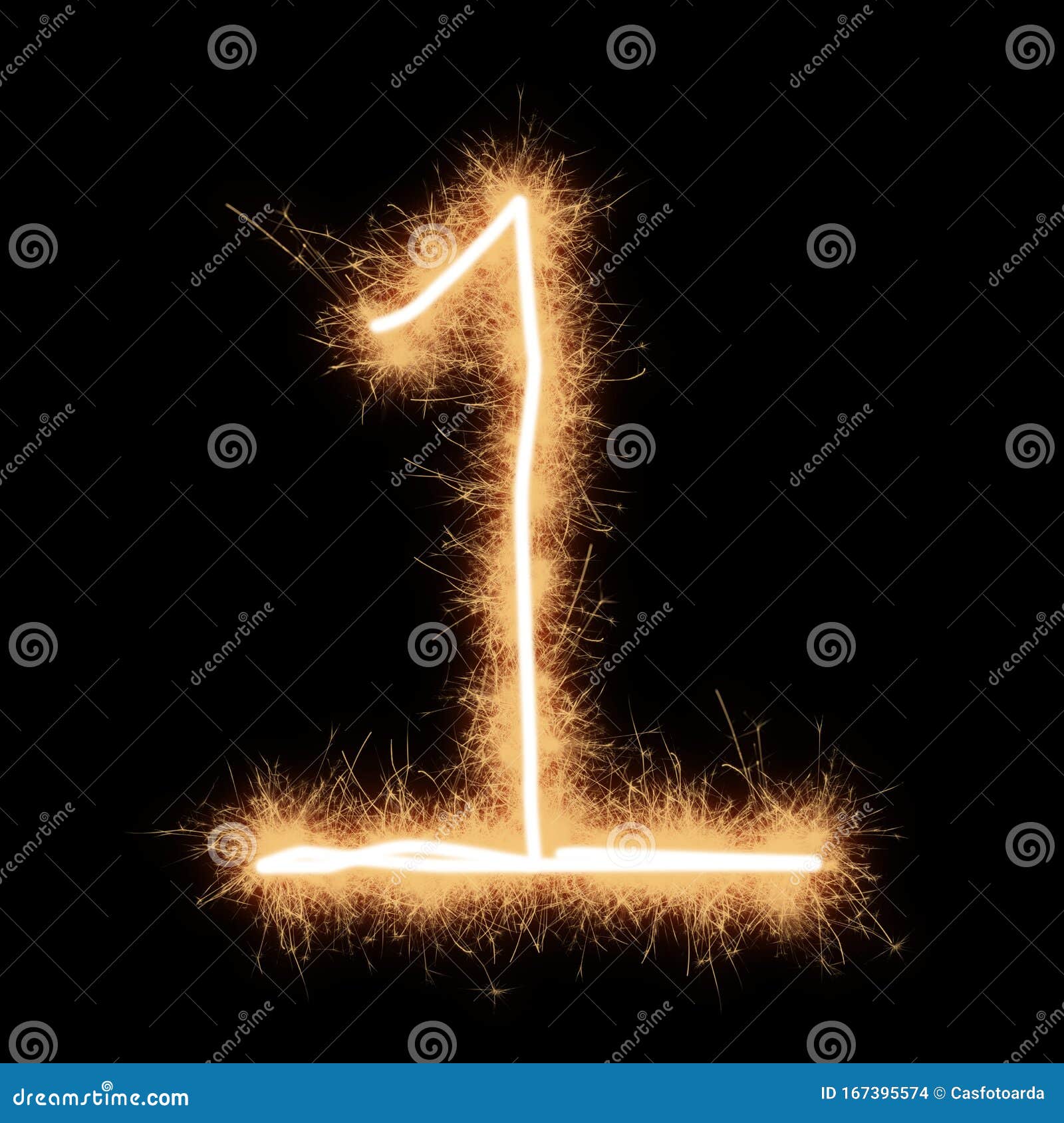 Symbol of Number One Made with Sparks on a Black Background Stock ...