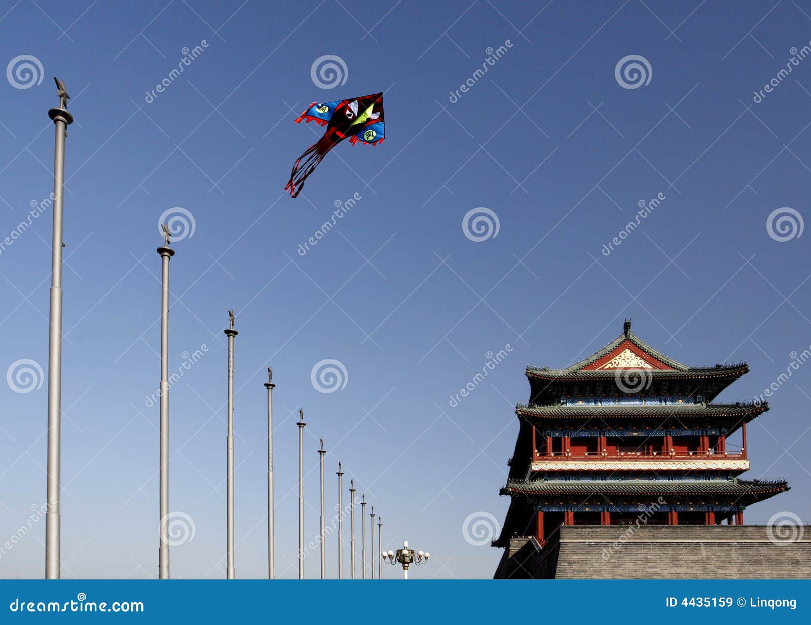 Symbol in Old Beijing. Qianmen. Stock Image - Image of blue, gate: 4435159
