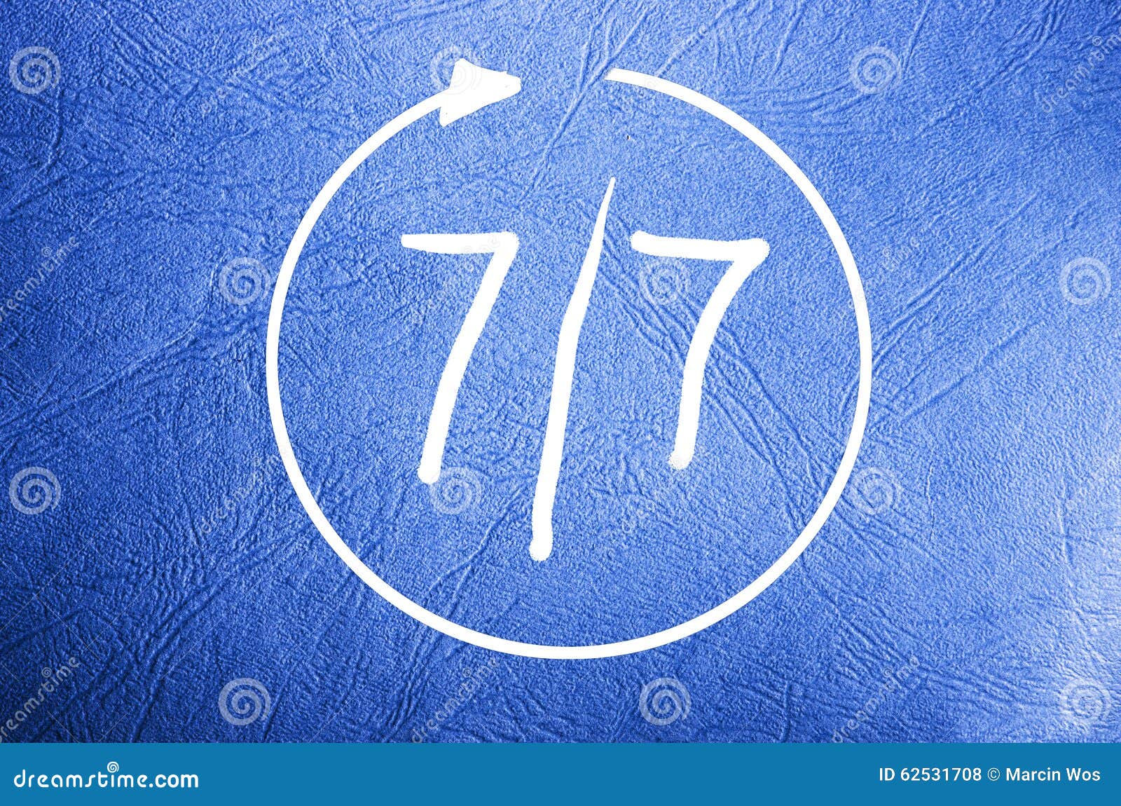 Symbol of Open Seven Days a Week 7/7 on Blue Background Stock Photo ...