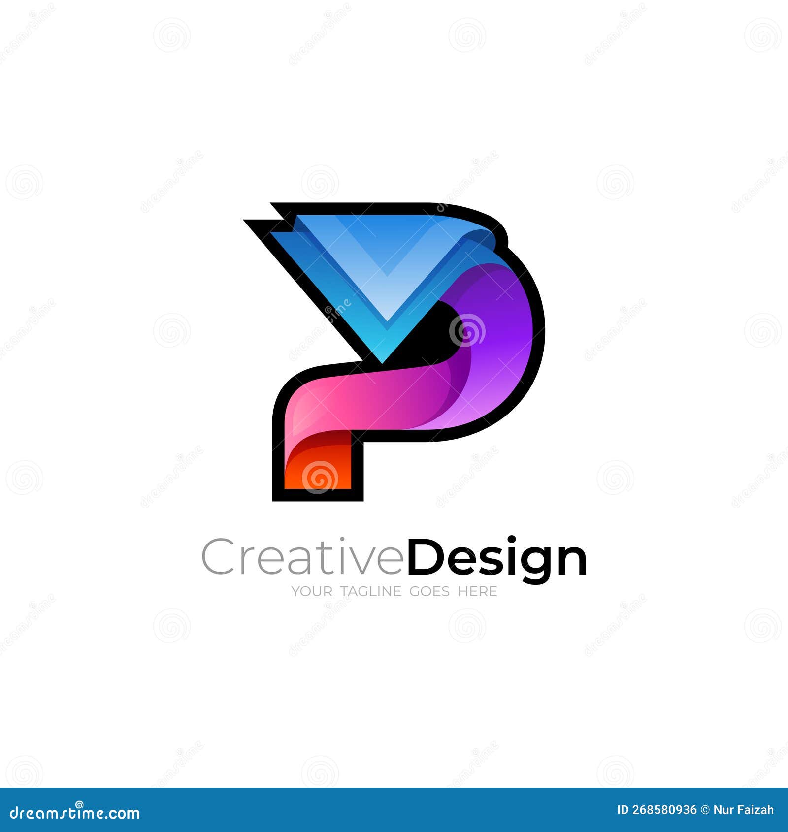 Symbol P Logo with Abstract Design Colorful, 3d Style Stock Vector ...