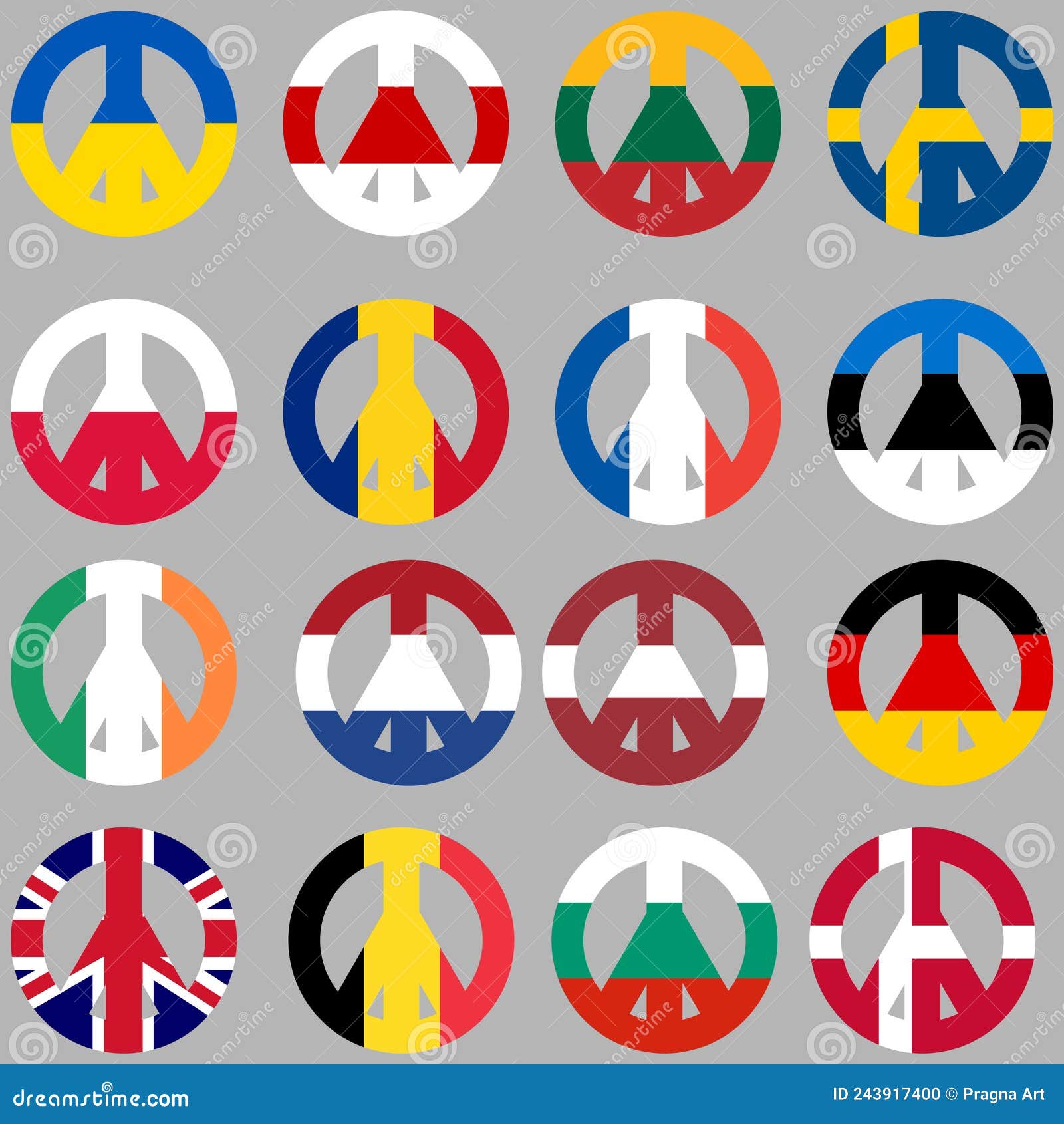 The Symbol of Peace in the Colors of the Flags Stock Vector ...