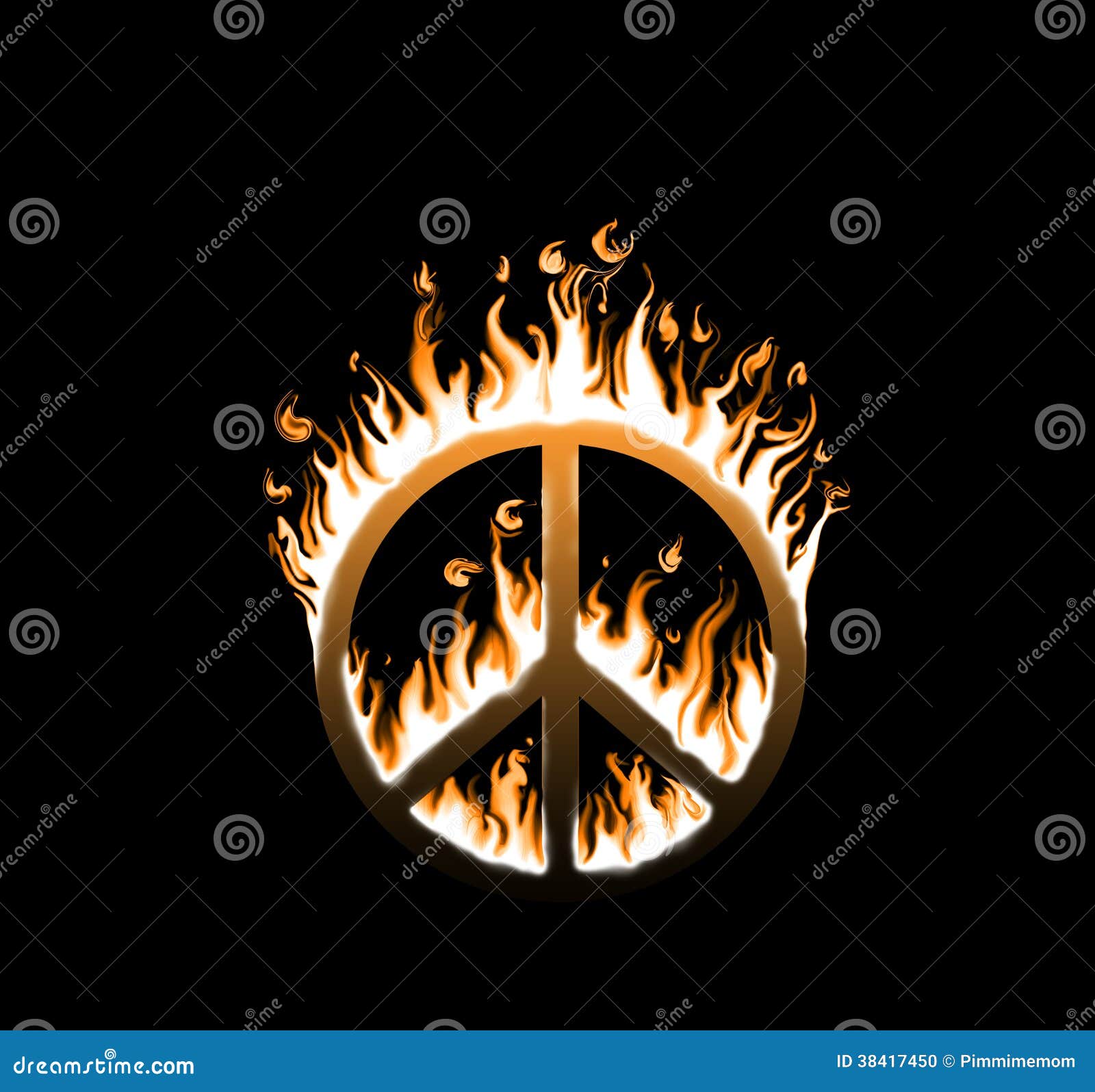 Symbol of Peace Engulfed in Flames Stock Illustration - Illustration of ...
