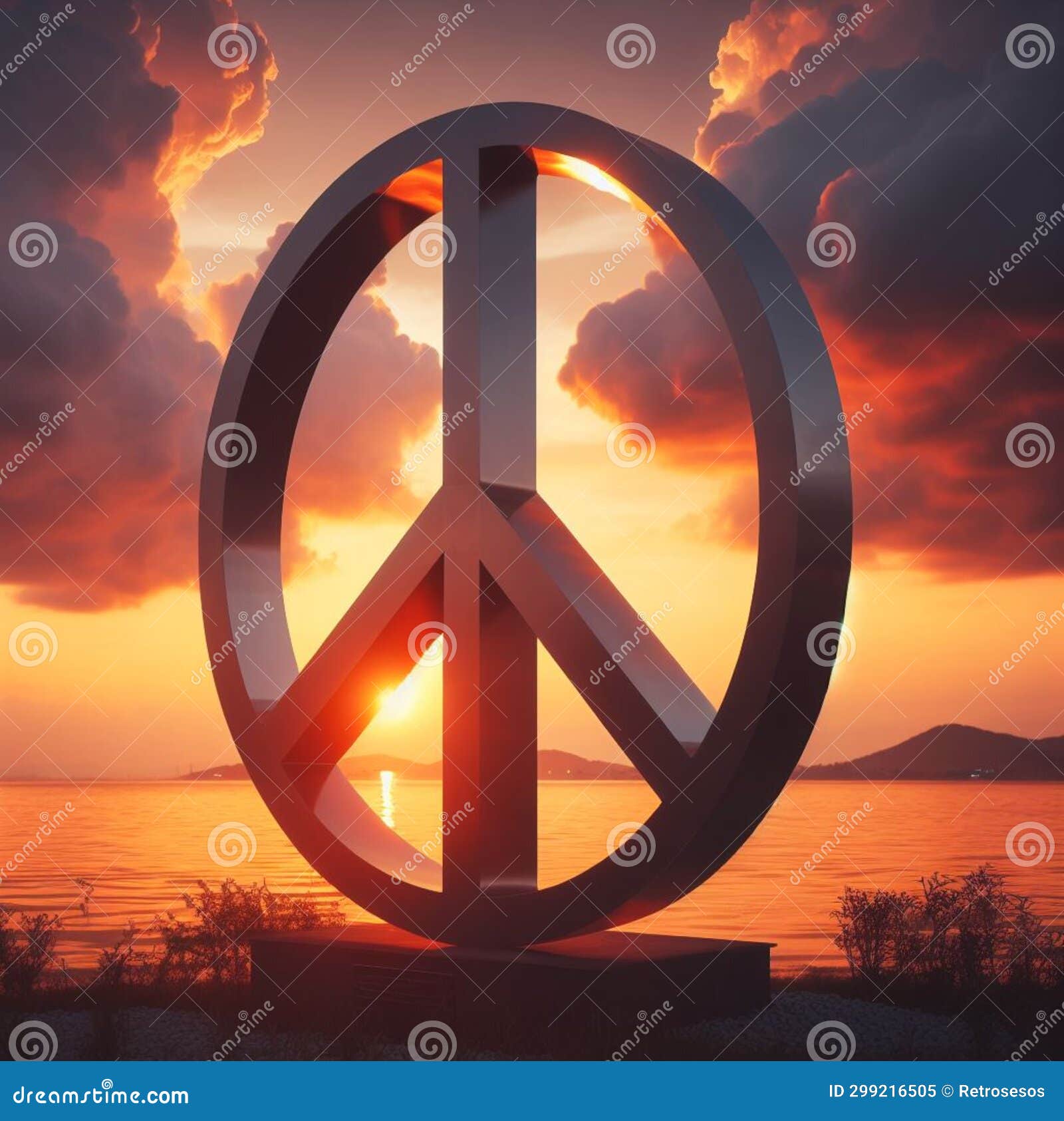 The Symbol of Peace Made of Clouds Float in the Sky Stock Illustration ...