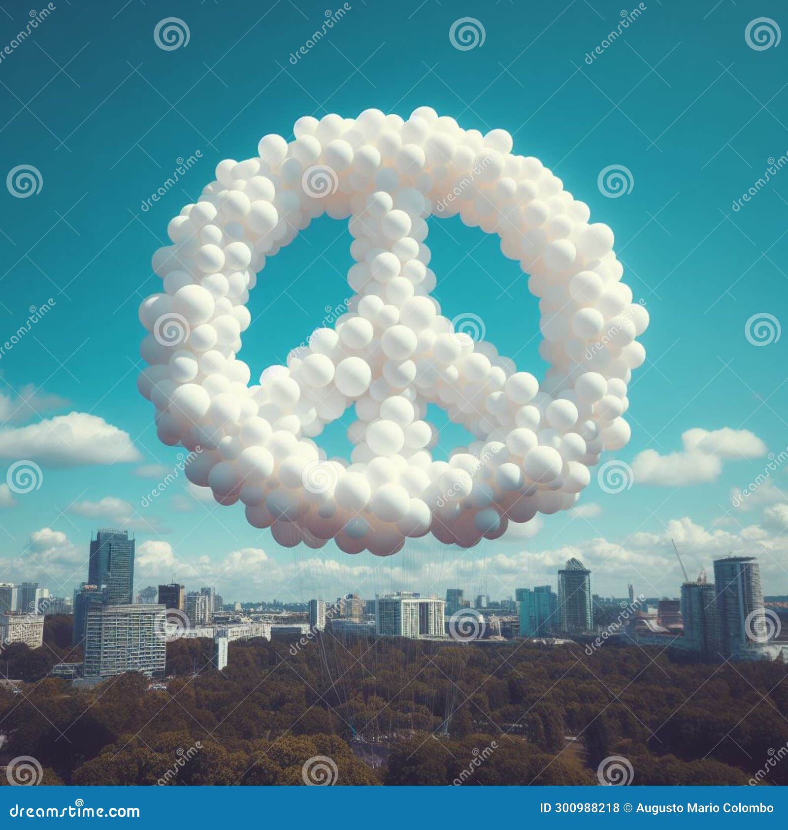The Symbol of Peace Made of Clouds Float in the Sky Stock Illustration ...