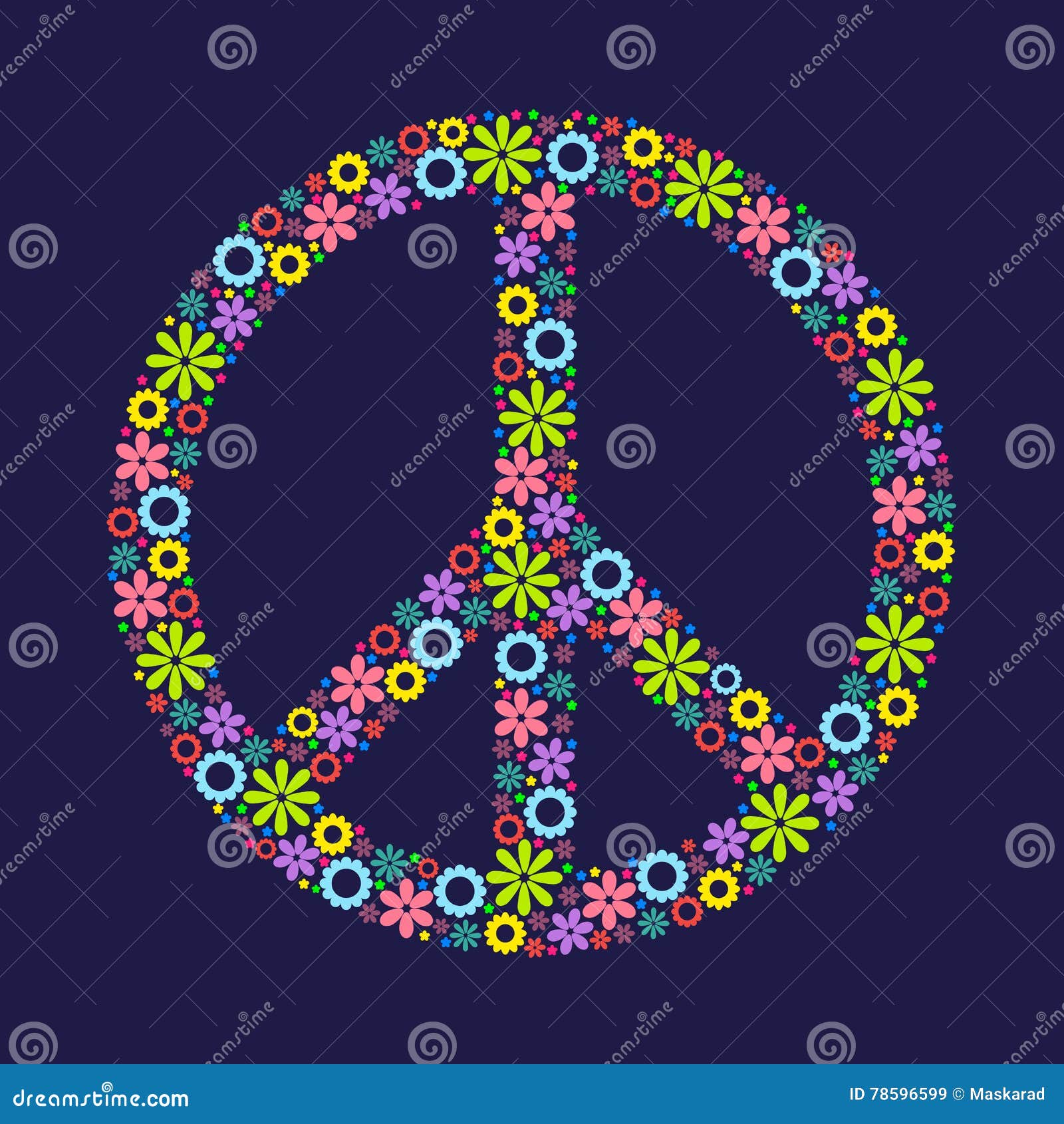Symbol of Peace, Pacific, Made Up of Flowers. Stock Vector ...